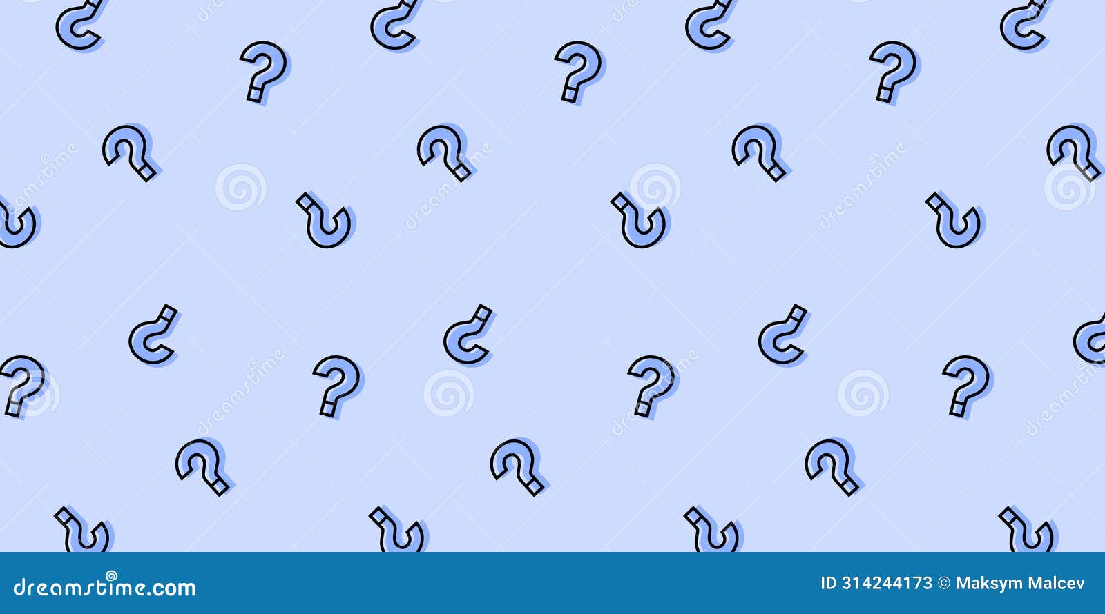 Cute Cartoon Question Marks on Blue Background. Question Mark Pattern ...