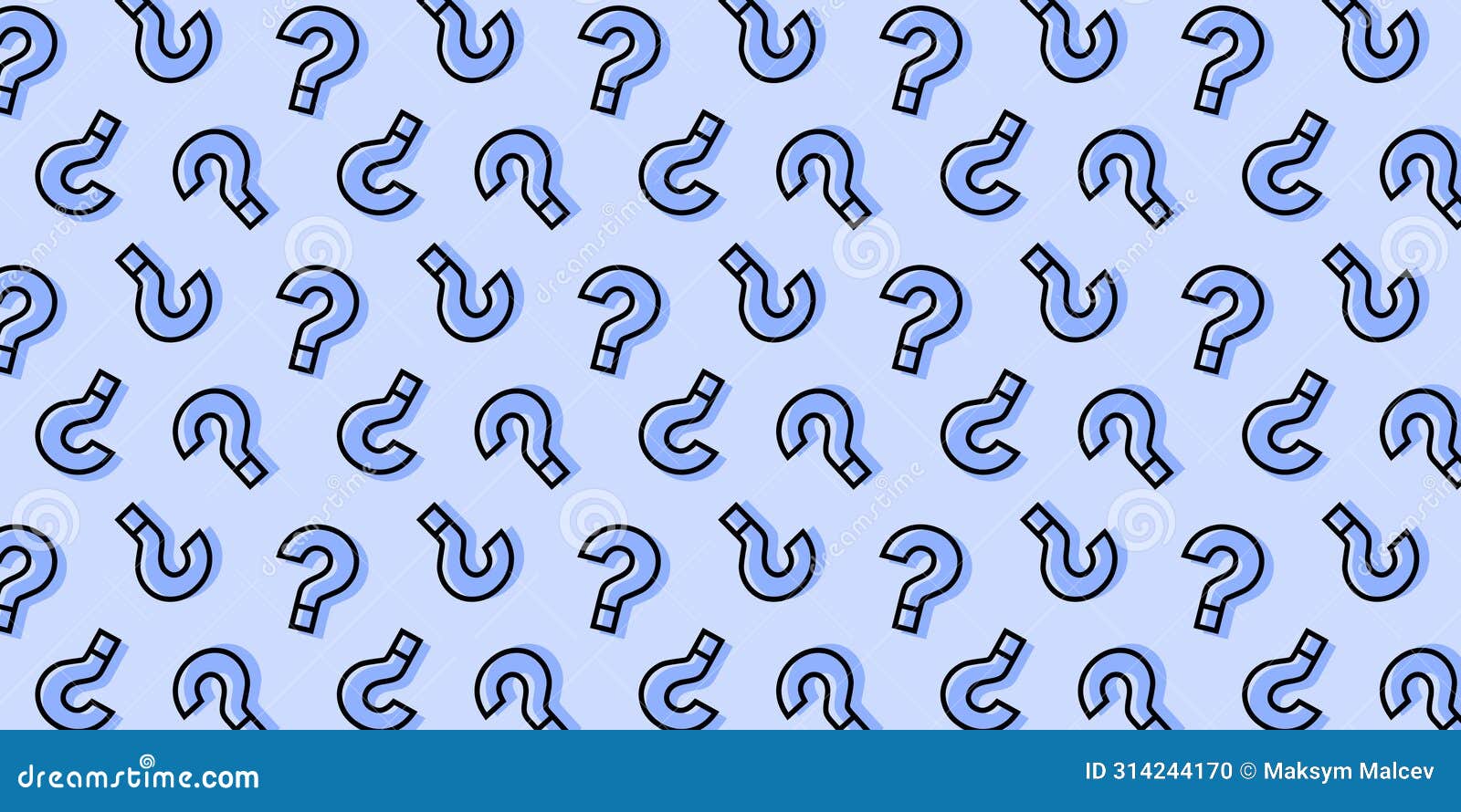 Cute Cartoon Question Marks on Blue Background. Question Mark Pattern ...