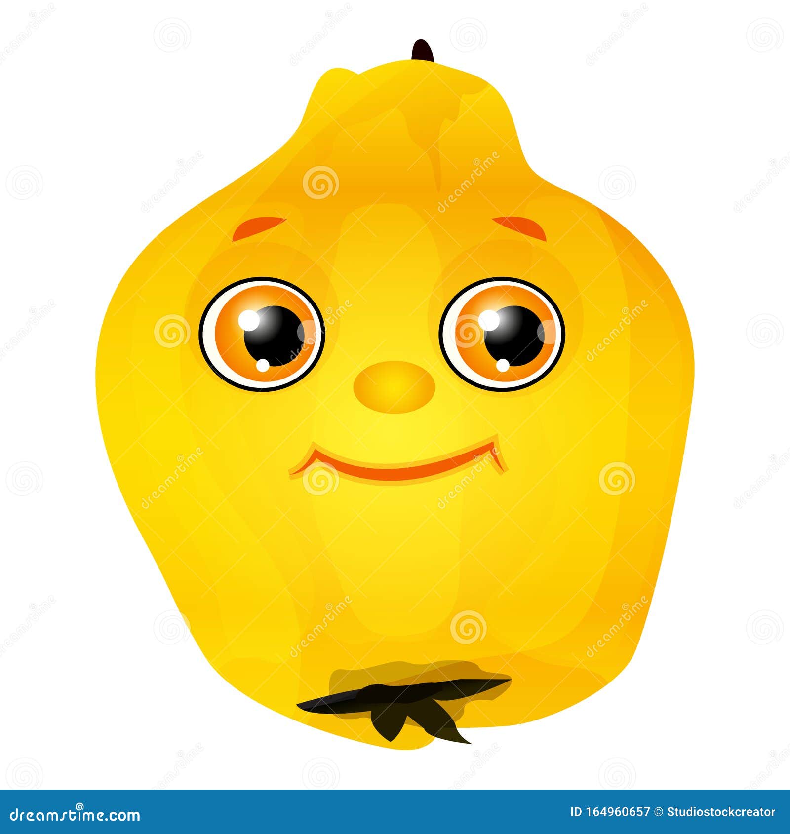 Cute Cartoon Quince Isolated on a White Background. Flat Style Stock ...