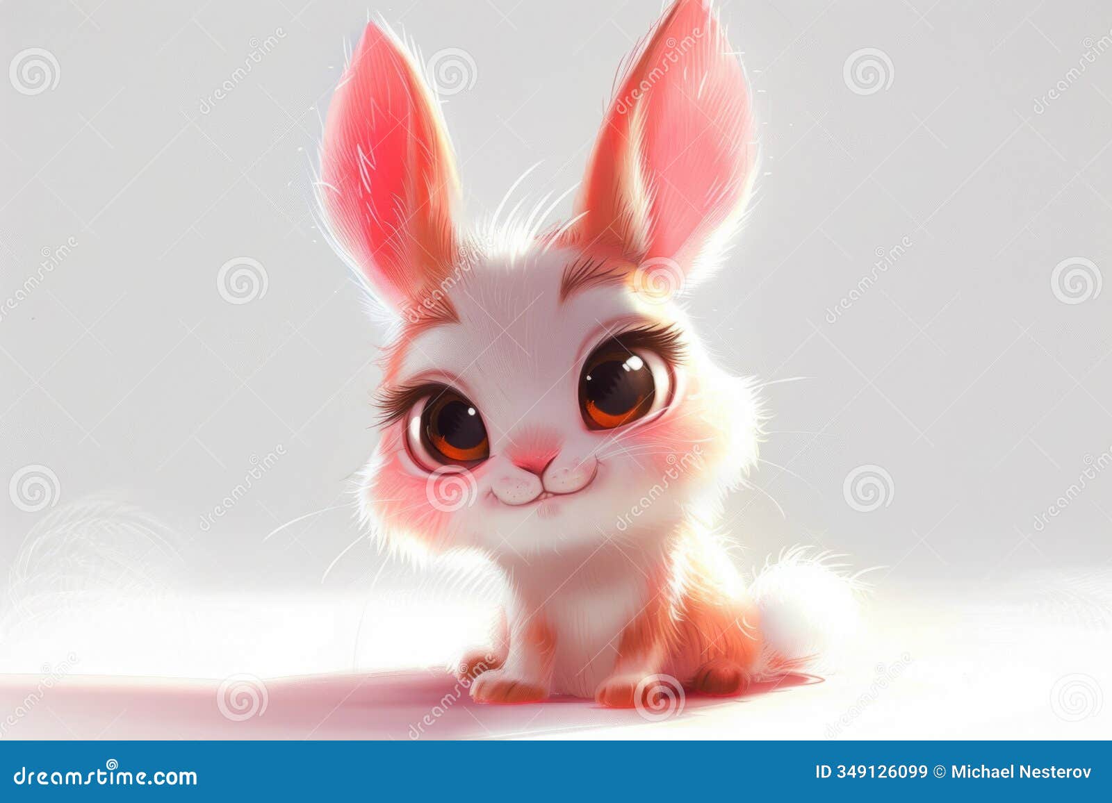 Cute Cartoon Rabbit Character with Big Eyes Stock Image - Image of ...