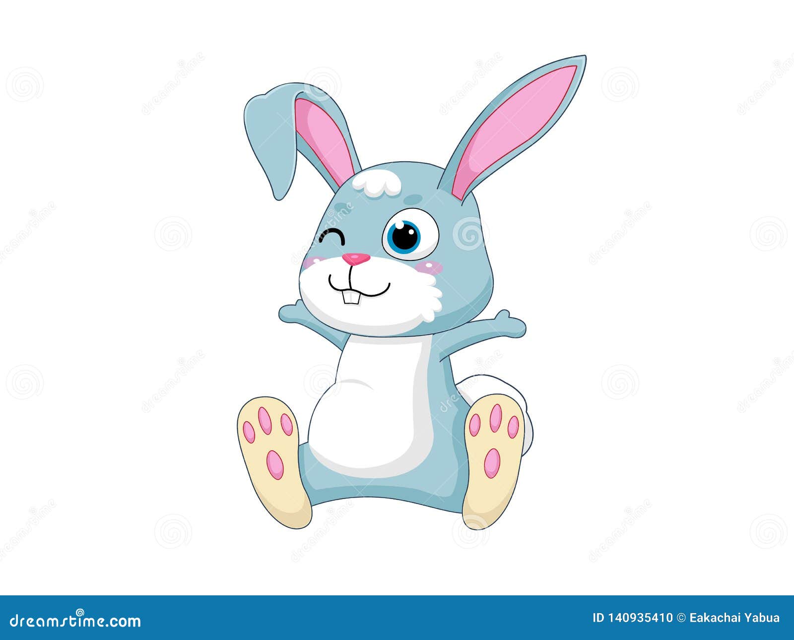 Cute Cartoon Rabbit Characters. Vector Illustration Cartoon Style ...
