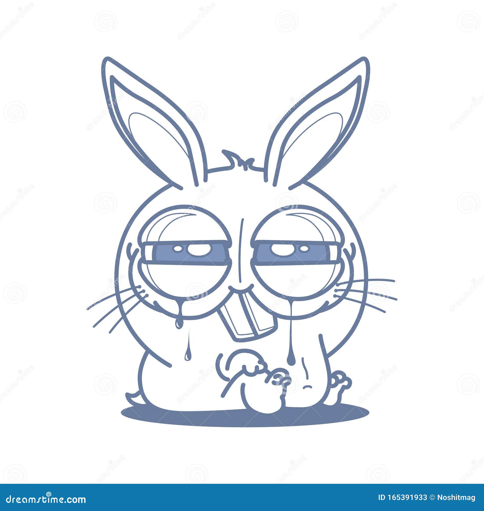 Cute Cartoon Rabbit is Crying Stock Vector - Illustration of cartoon ...