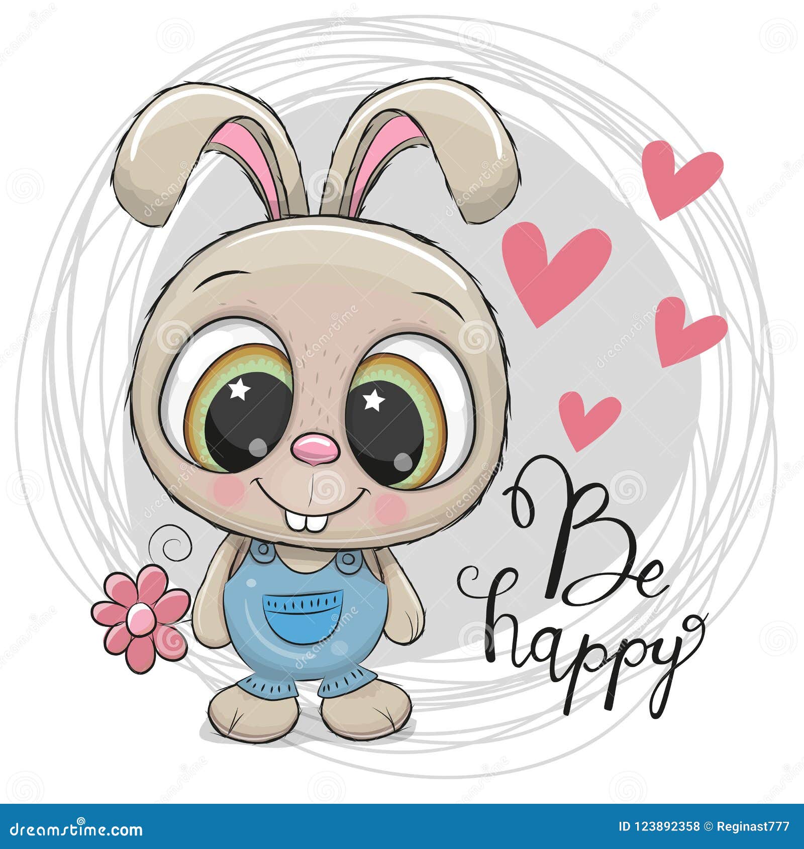 Cute Cartoon Rabbit with Flower Stock Vector - Illustration of cute ...