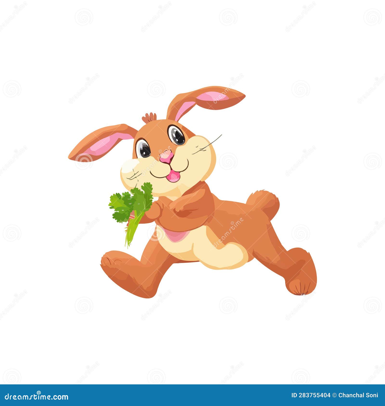 Cute Cartoon Rabbit Holding a Carrot Stock Illustration - Illustration ...