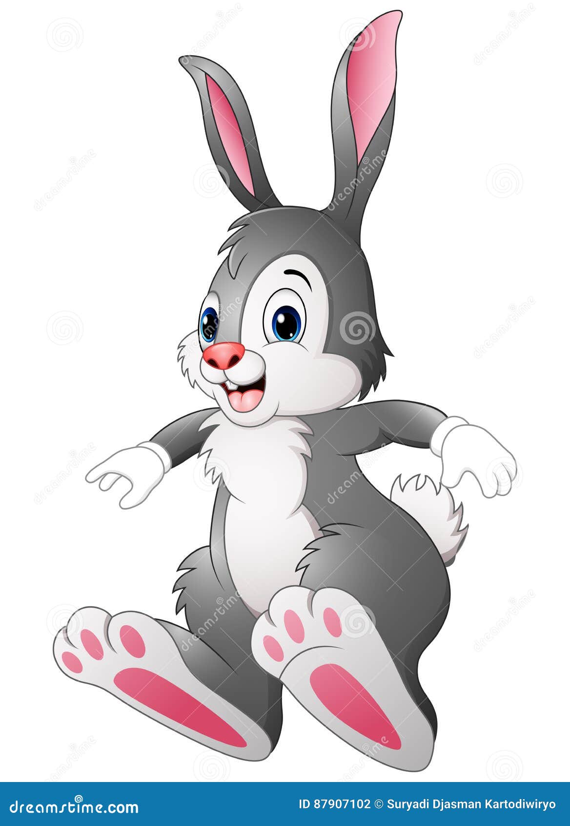 Cute Cartoon Rabbit Jumping Stock Vector - Illustration of funny ...