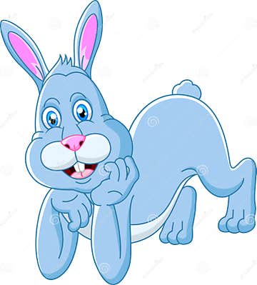 Cute Cartoon Rabbit Lying Down Stock Vector - Illustration of comic ...