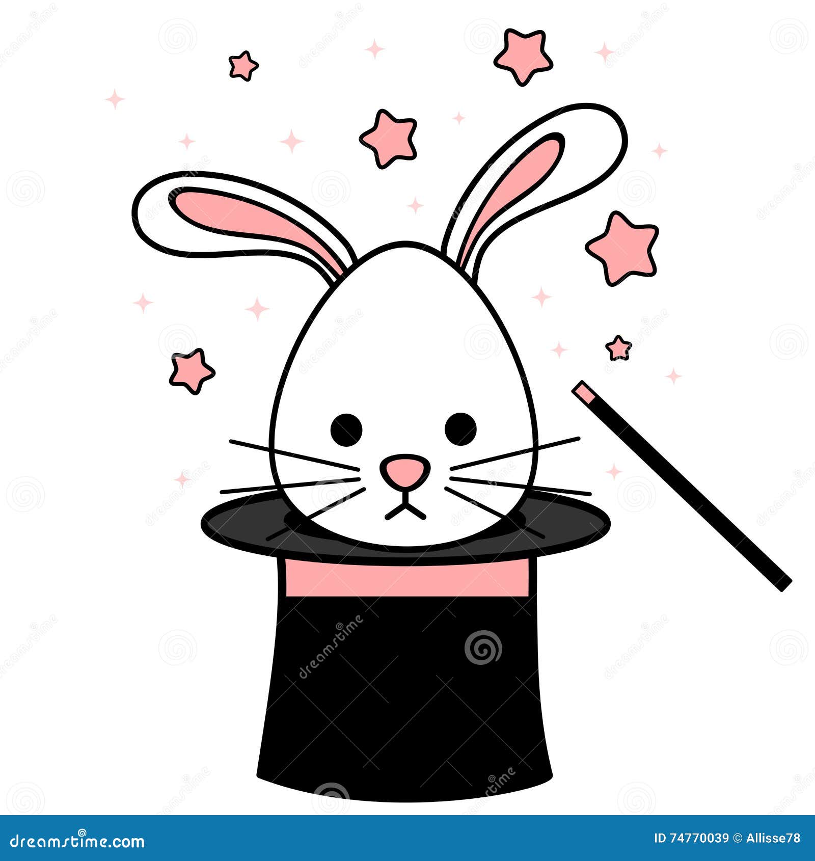 Cute Cartoon Rabbit in Magic Hat Funny Illustration Stock Vector ...