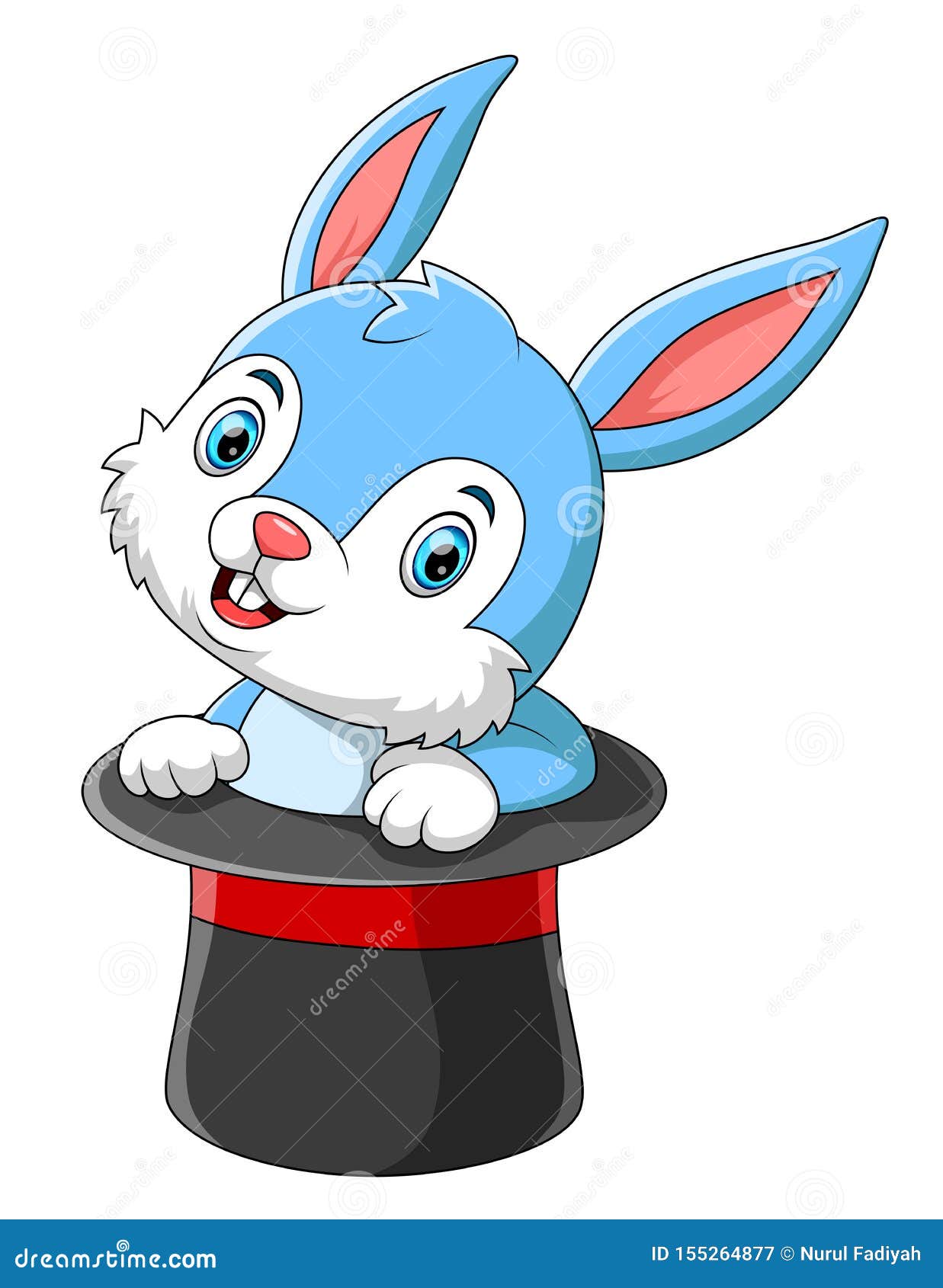 Cute Cartoon Rabbit in Magic Hat Stock Vector - Illustration of ...