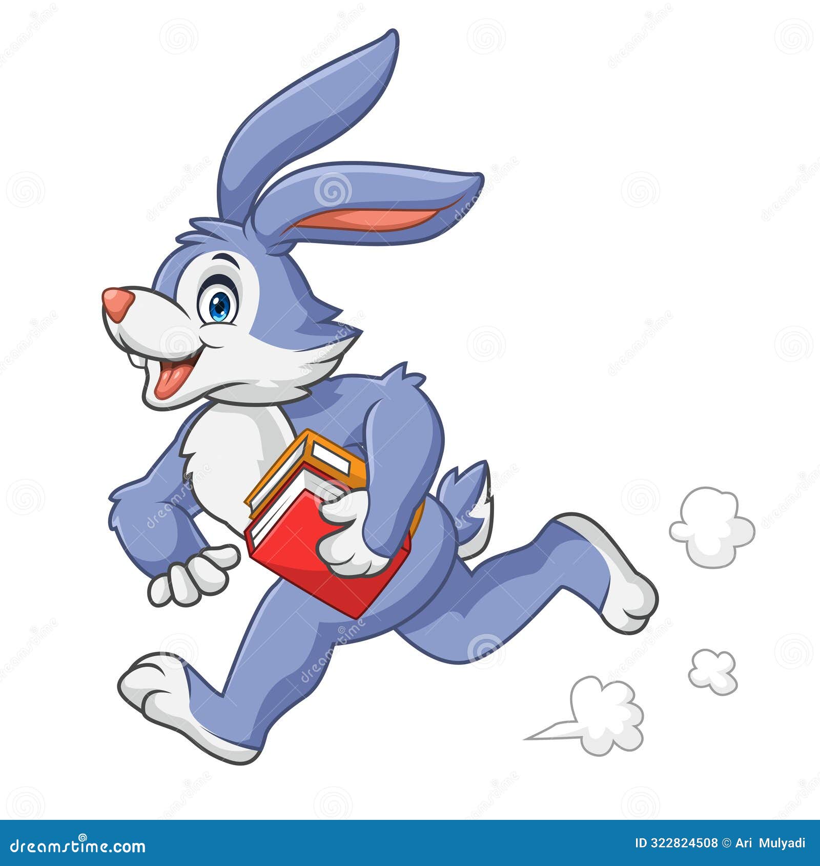 Cute Cartoon Rabbit Running To School Stock Vector - Illustration of ...