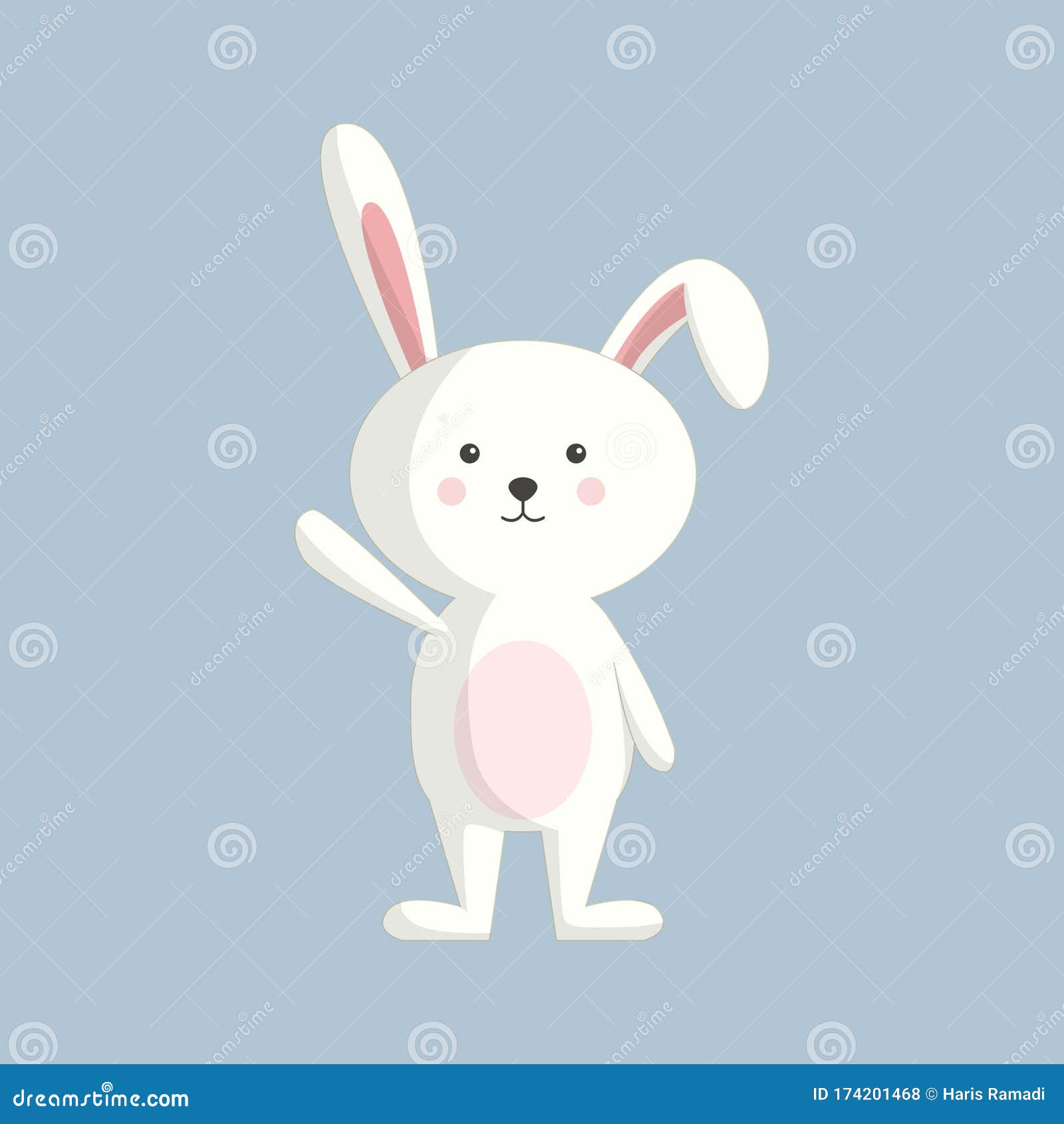 Cute Cartoon Rabbit with Standing Pose Stock Vector - Illustration of ...