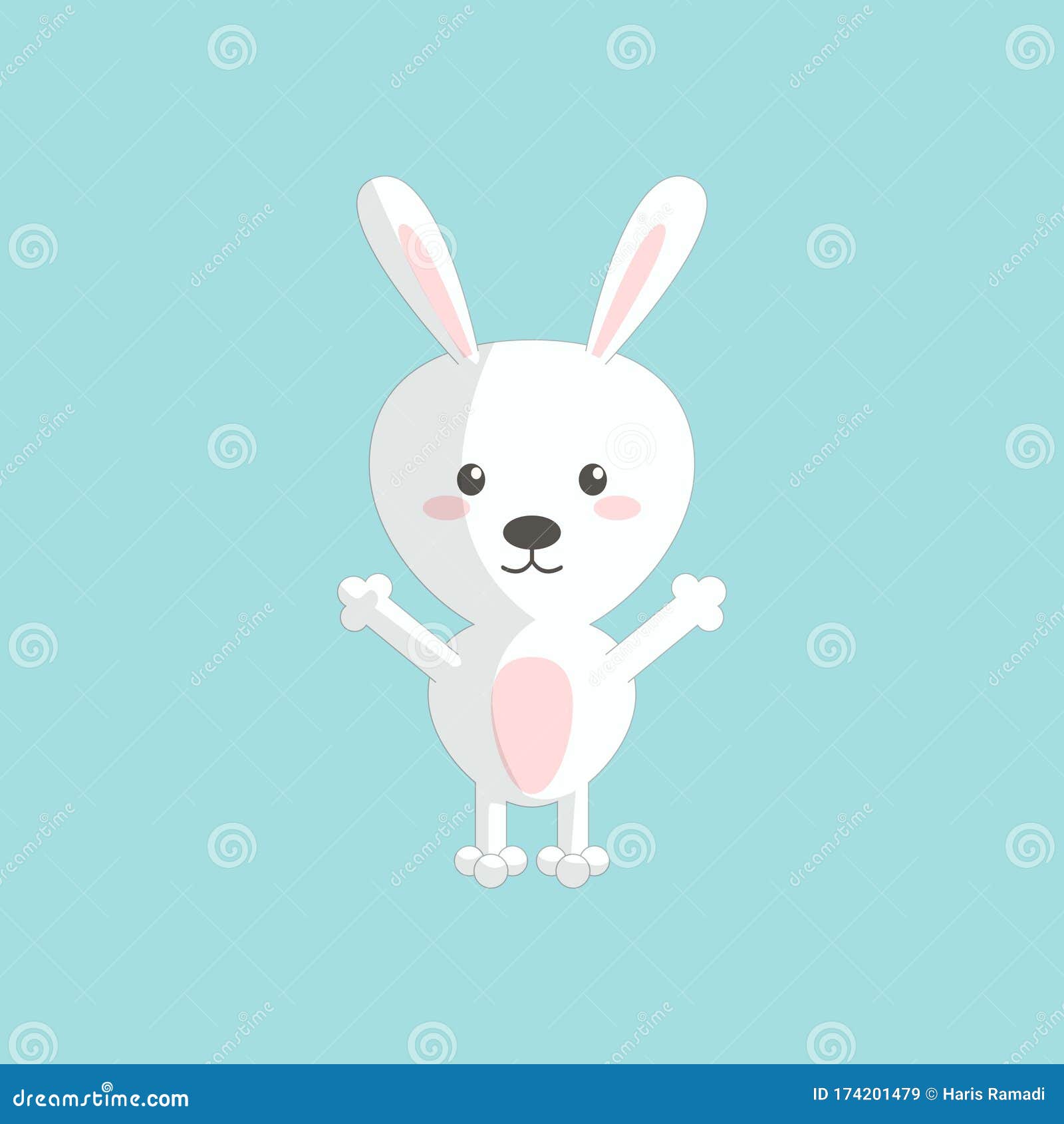 Cute Cartoon Rabbit with Standing Pose Stock Vector - Illustration of ...