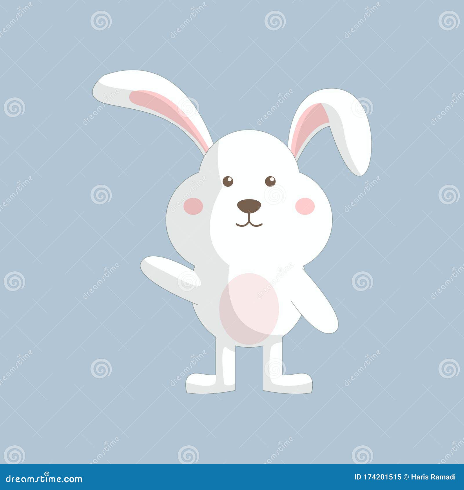 Cute Cartoon Rabbit with Standing Pose Stock Vector - Illustration of ...