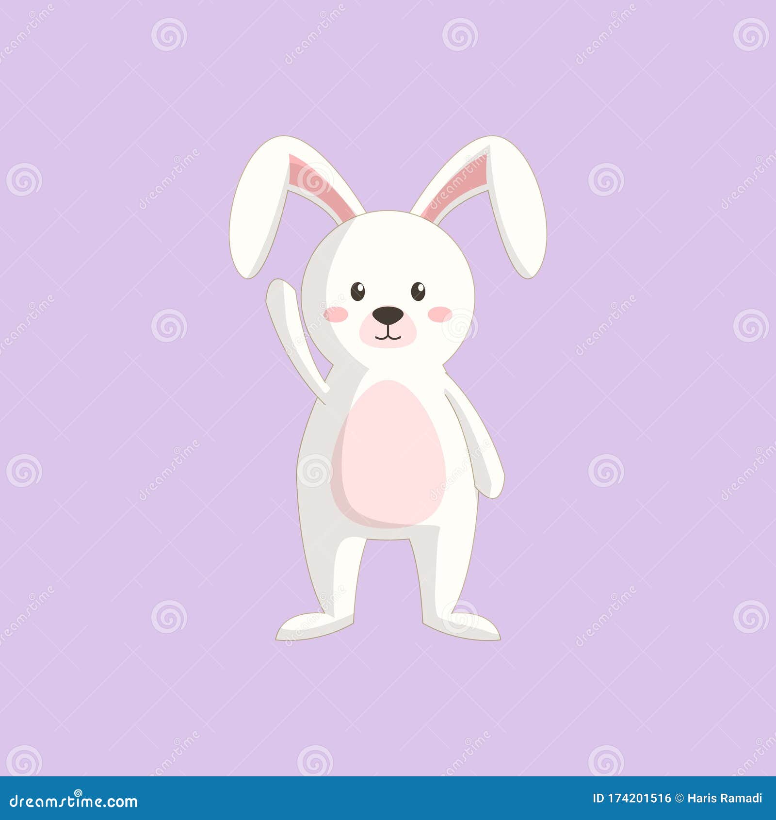 Cute Cartoon Rabbit with Standing Pose Stock Vector - Illustration of ...