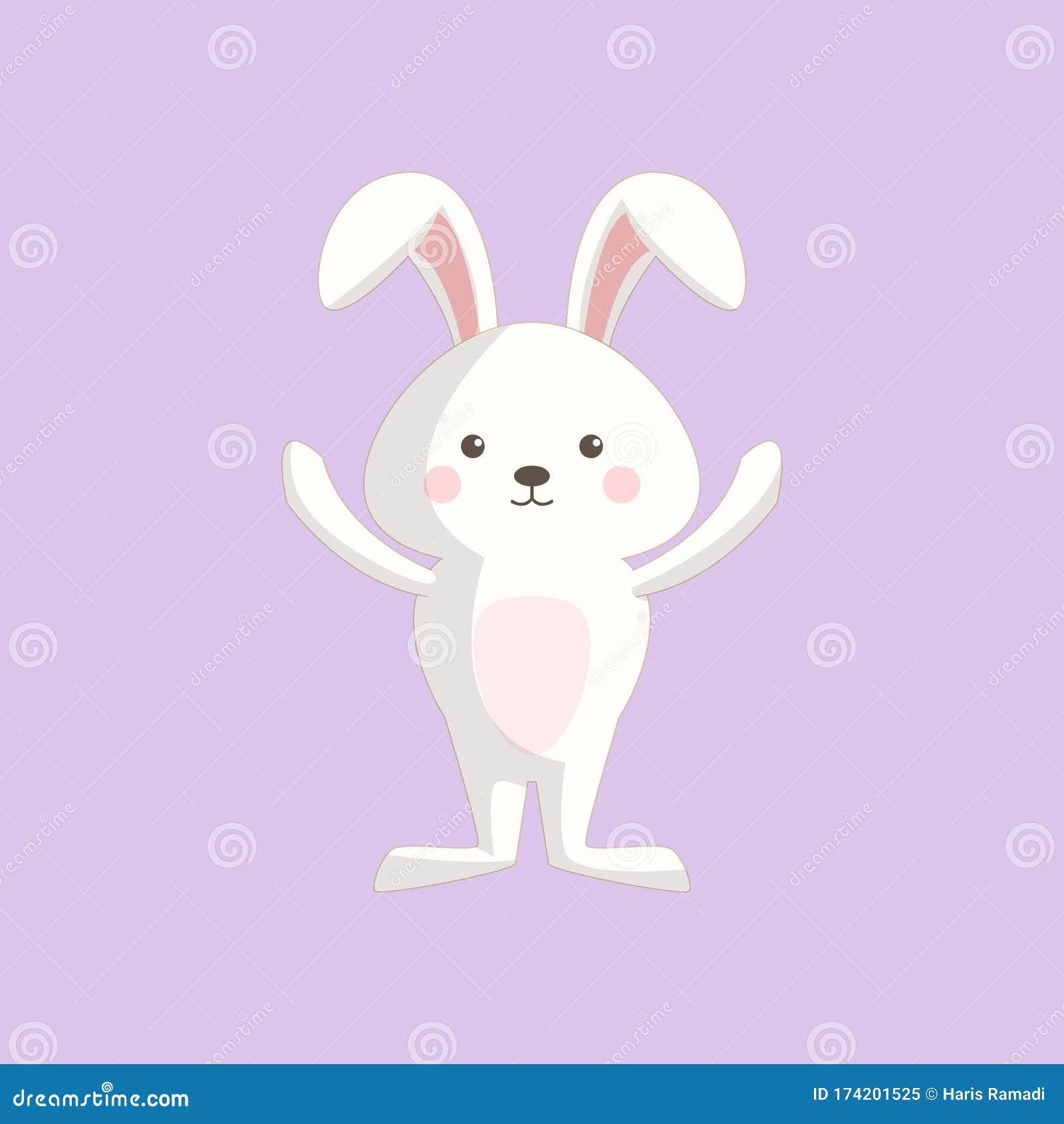 Cute Cartoon Rabbit with Standing Pose Stock Vector - Illustration of ...
