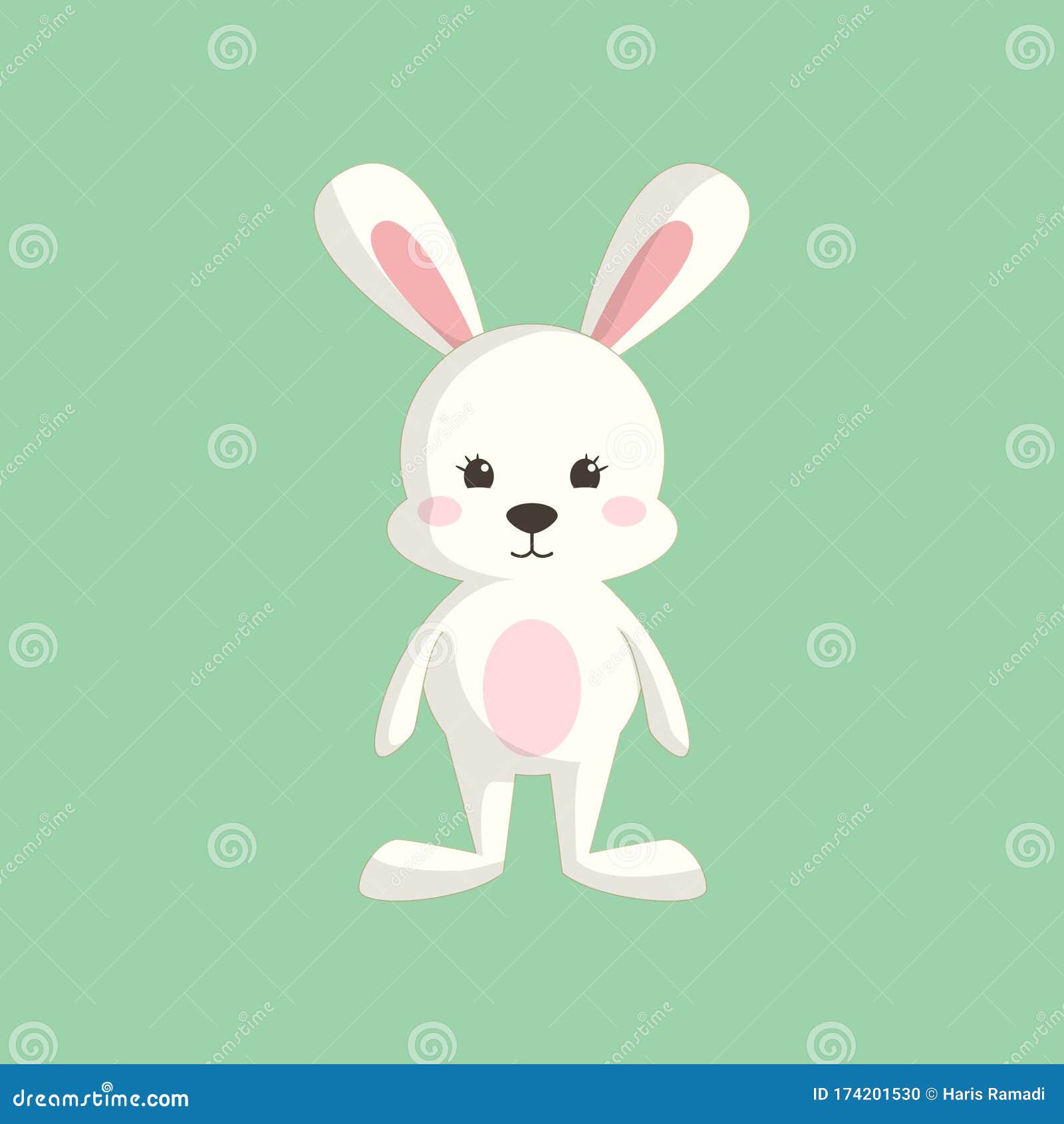 Cute Cartoon Rabbit with Standing Pose Stock Vector - Illustration of ...