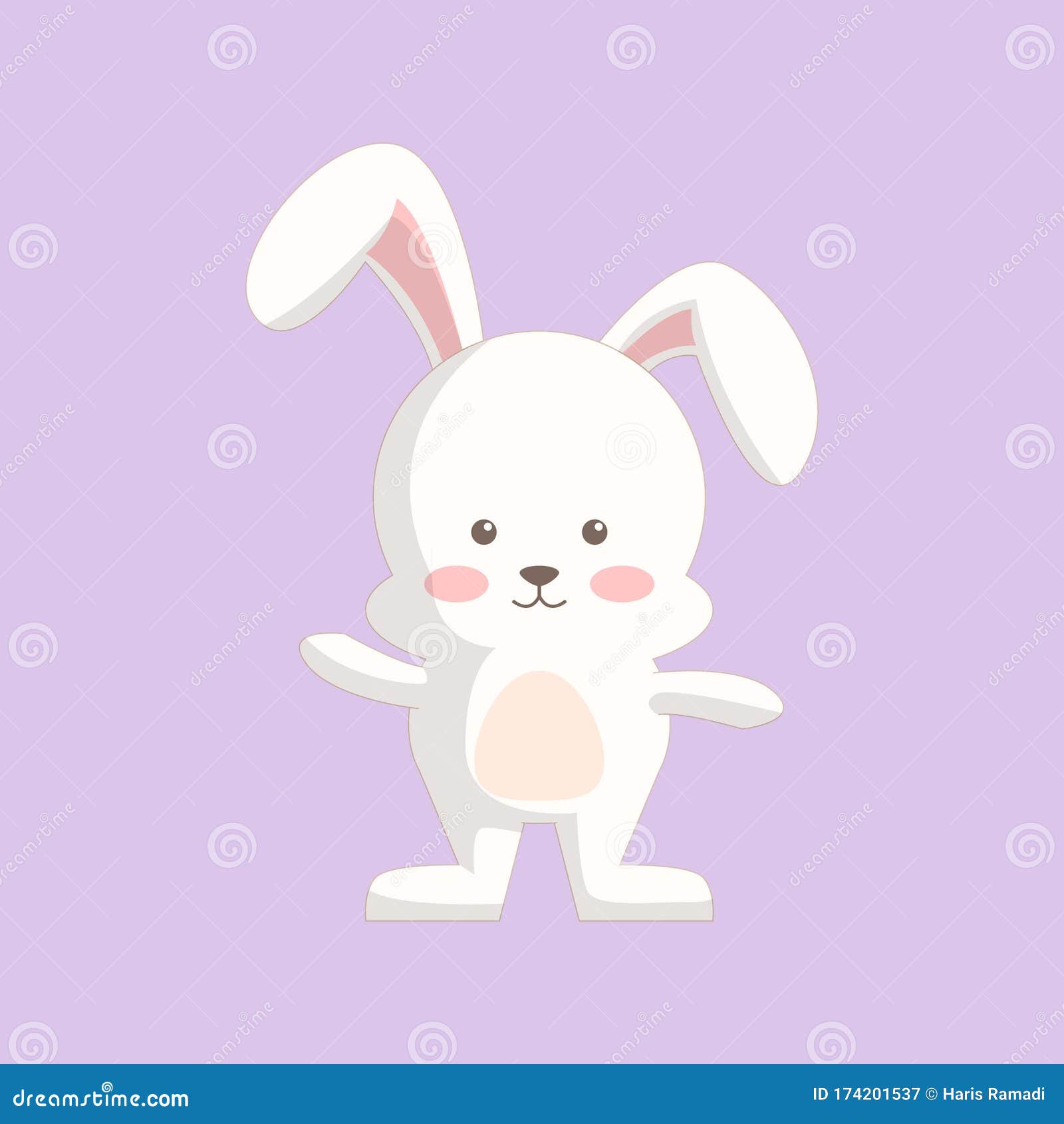 Cute Cartoon Rabbit with Standing Pose Stock Vector - Illustration of ...