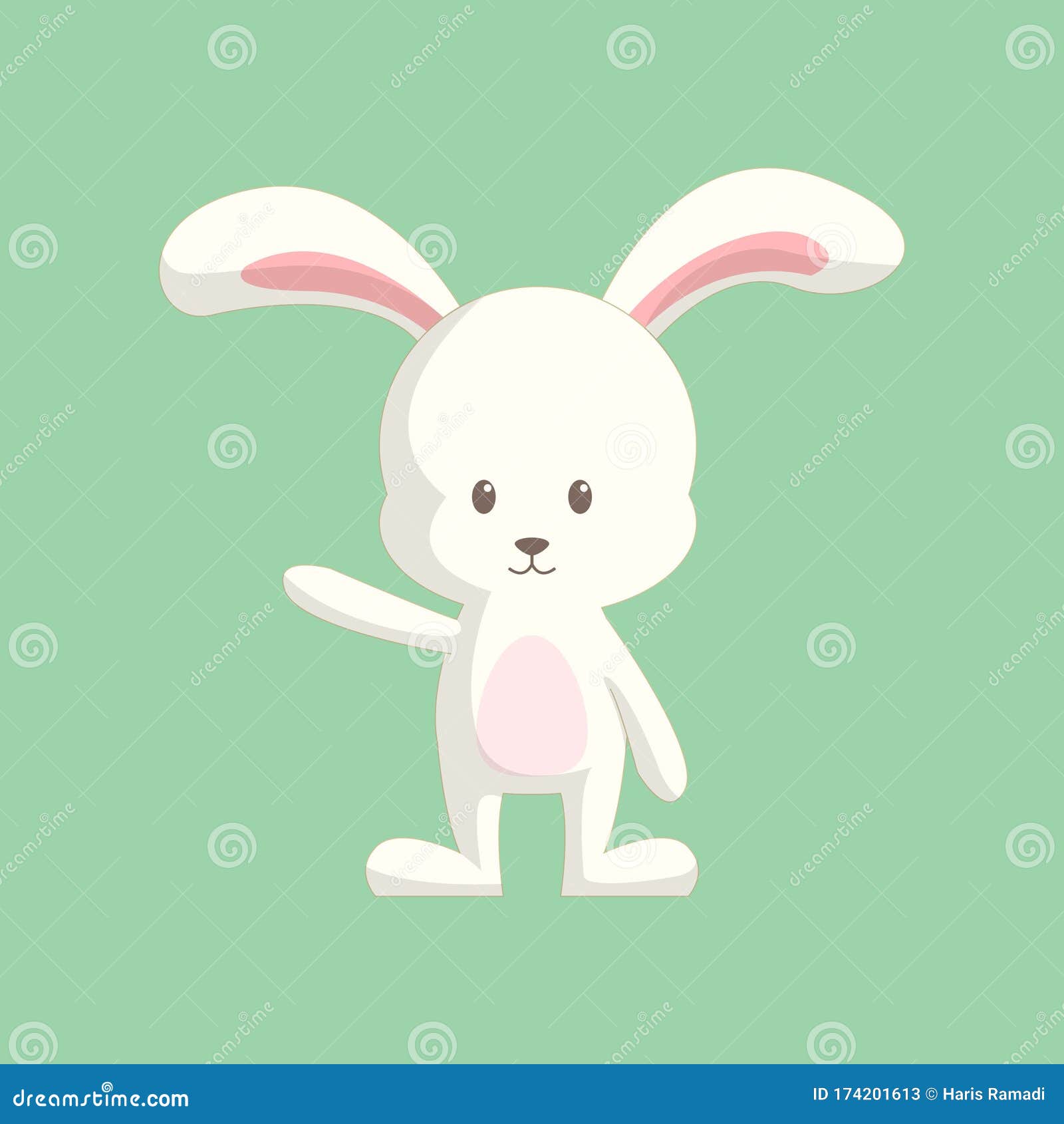 Cute Cartoon Rabbit with Standing Pose Stock Vector - Illustration of ...