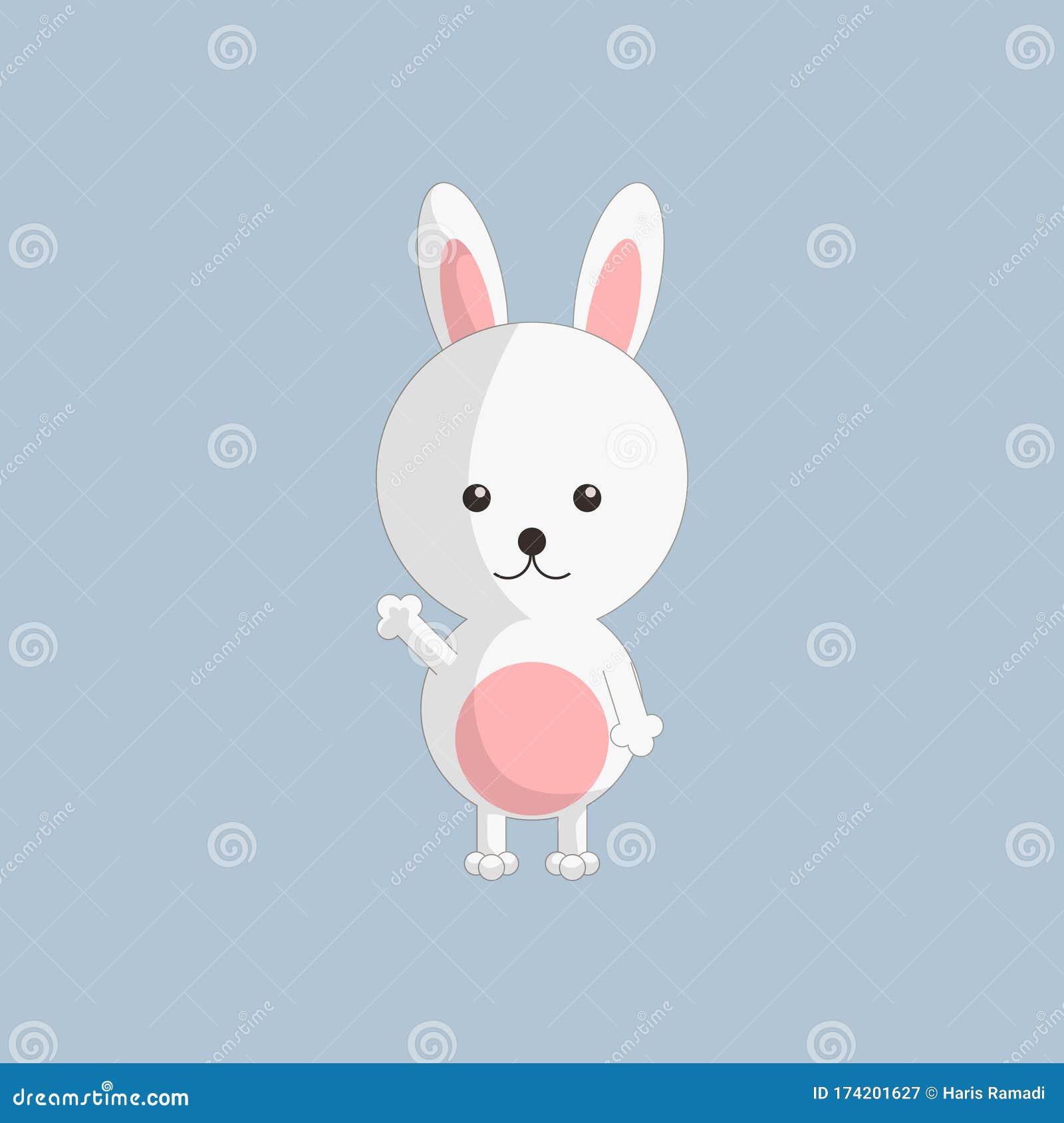 Cute Cartoon Rabbit with Standing Pose Stock Vector - Illustration of ...