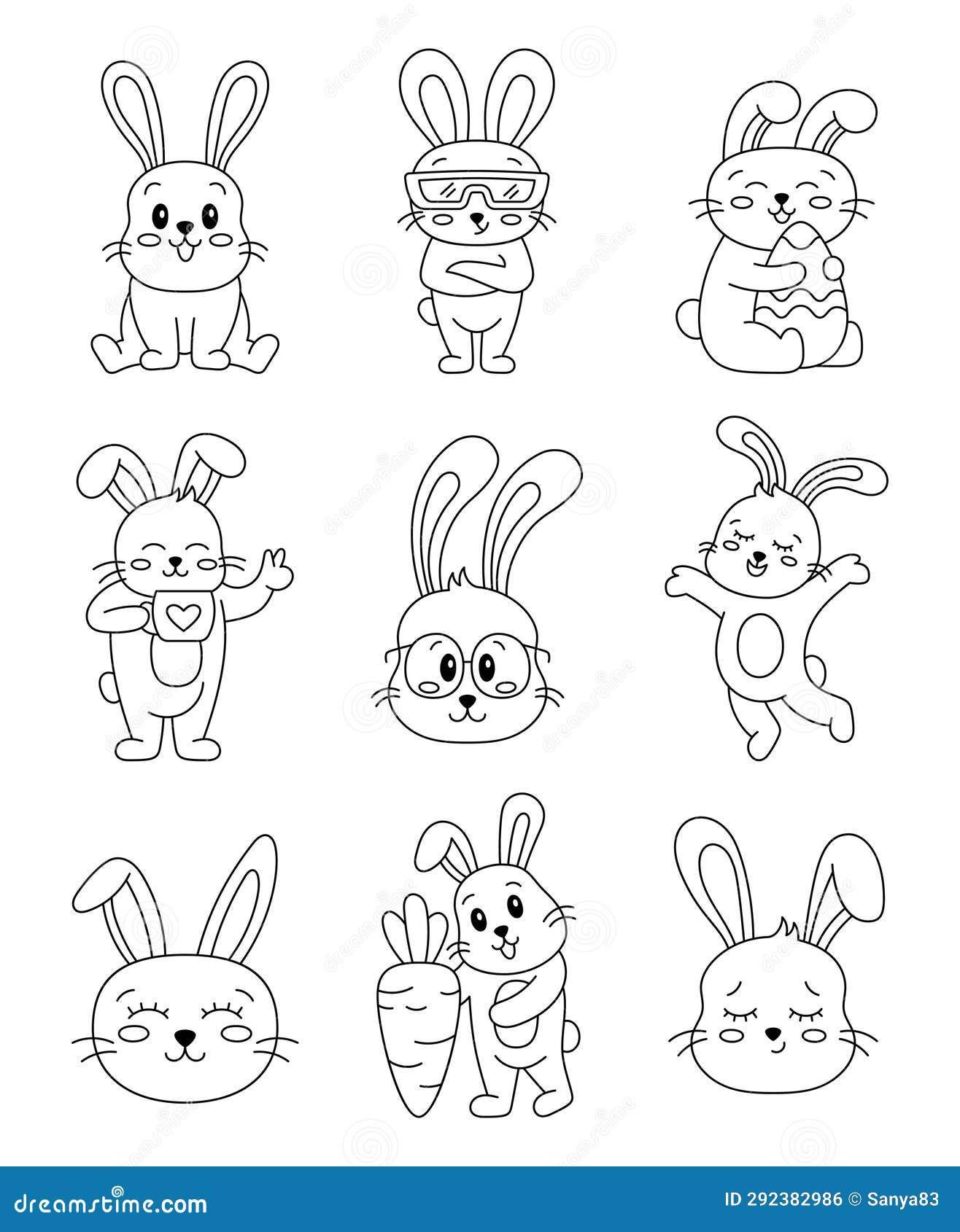 Rabbits Coloring Pages Graphical Vector Royalty-Free Stock Image ...
