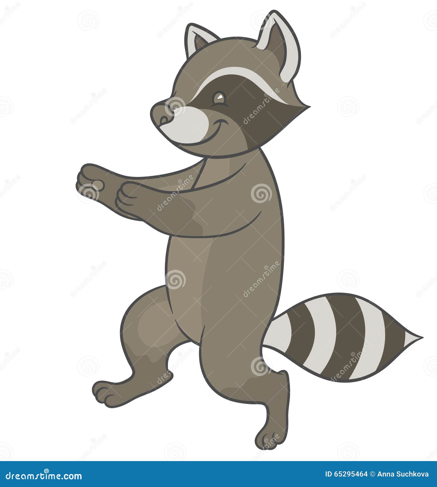 Cute Cartoon Raccoon Fun Runs Forward Stock Vector - Illustration of ...