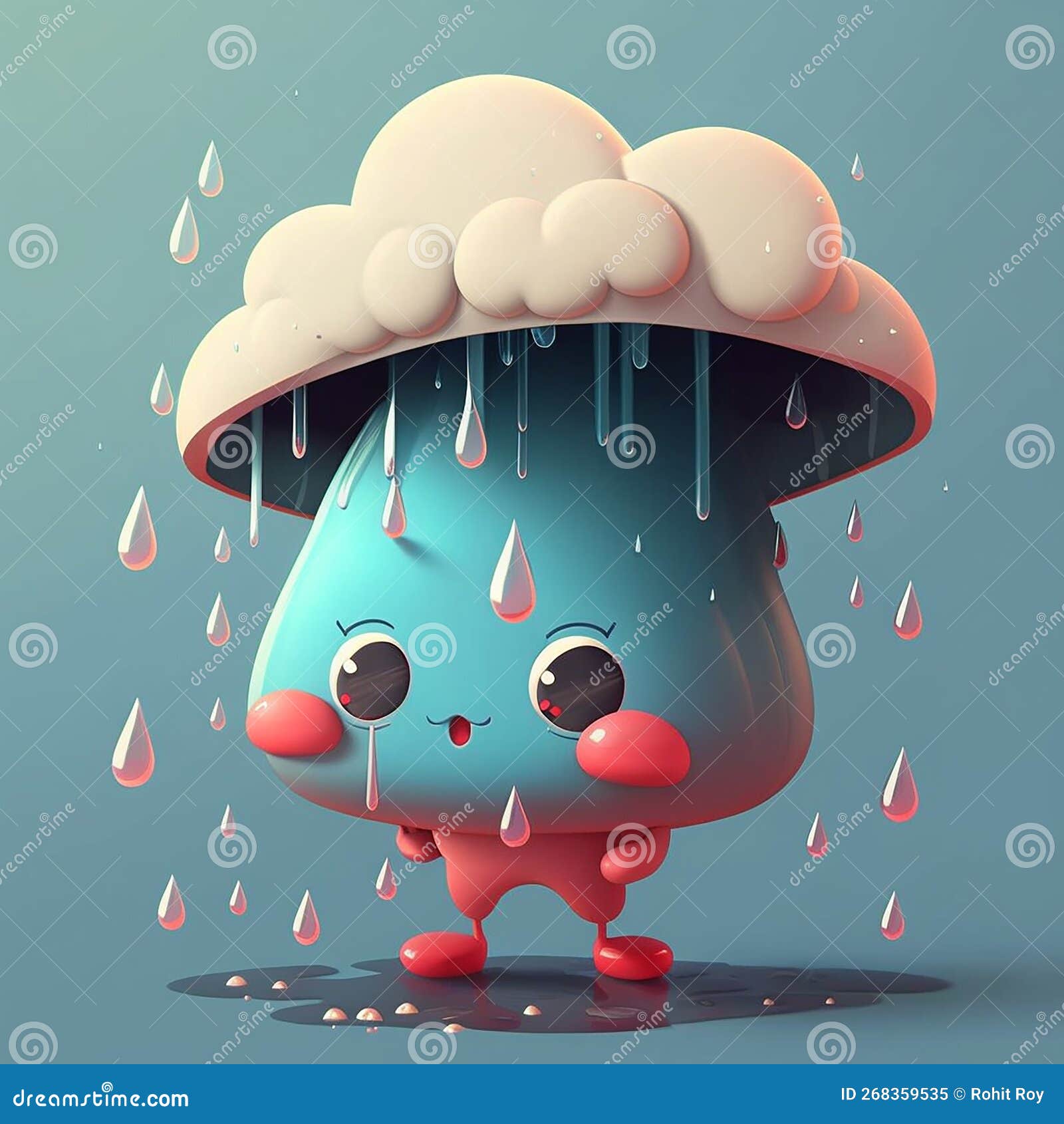 Cute Cartoon Rain Cloud Character Stock Illustration - Illustration of ...