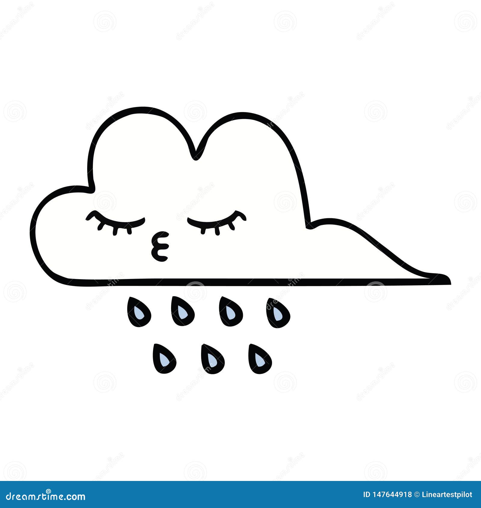 Cute cartoon rain cloud stock vector. Illustration of weather - 147644918