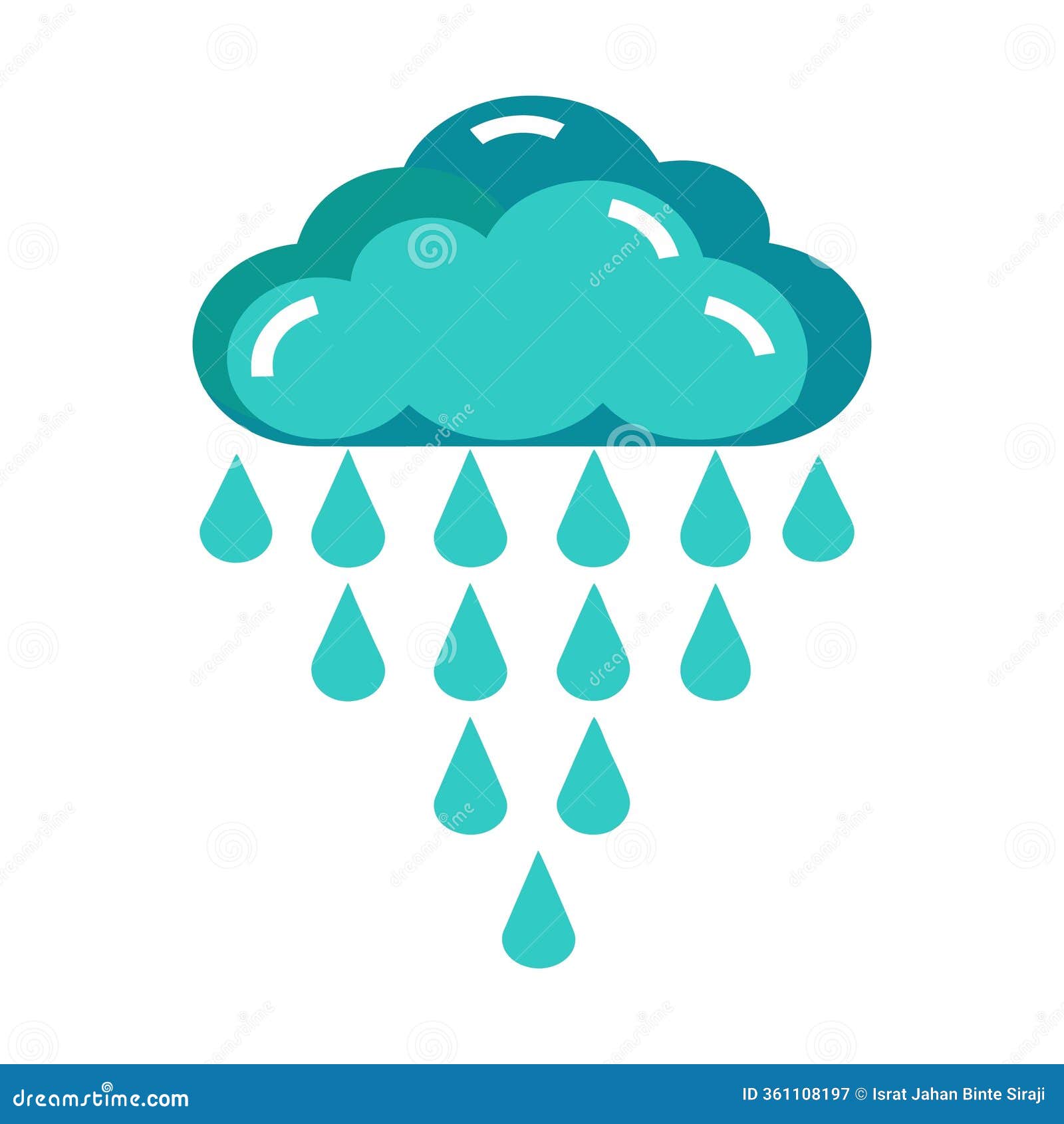 Cute Cartoon Rain Cloud Vector Icon Stock Illustration - Illustration ...