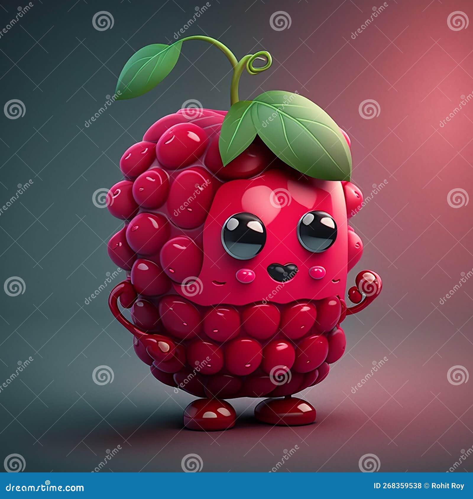 Cute Cartoon Raspberry Character Stock Illustration - Illustration of ...