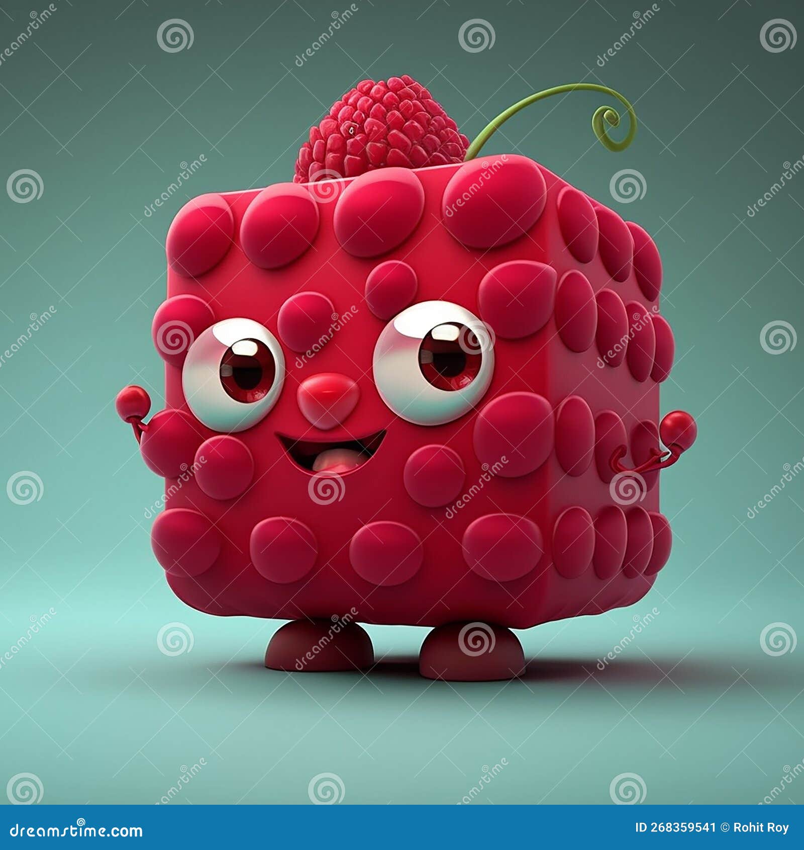 Cute Cartoon Raspberry Character Stock Illustration - Illustration of ...