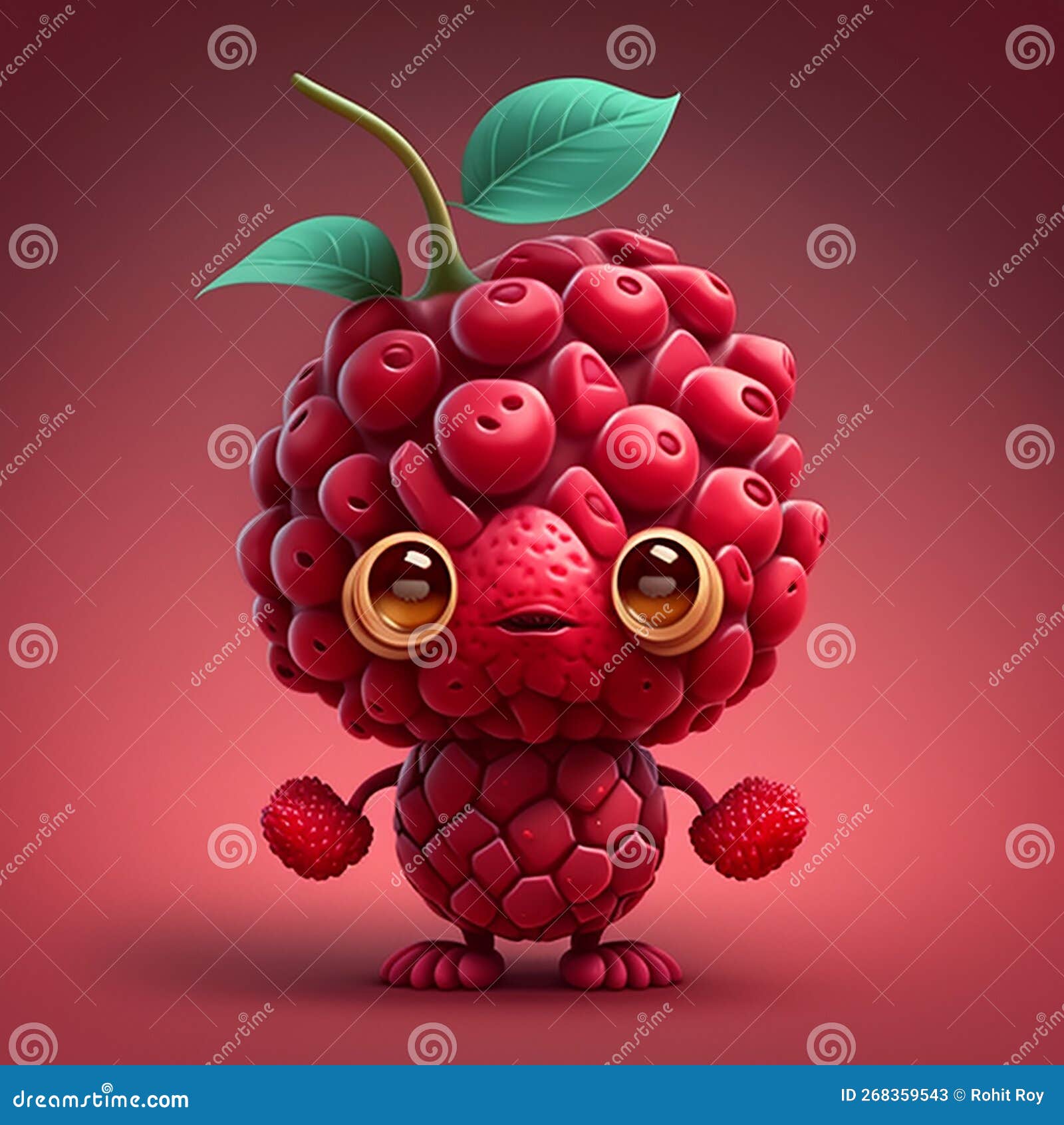Cute Cartoon Raspberry Character Stock Illustration - Illustration of ...