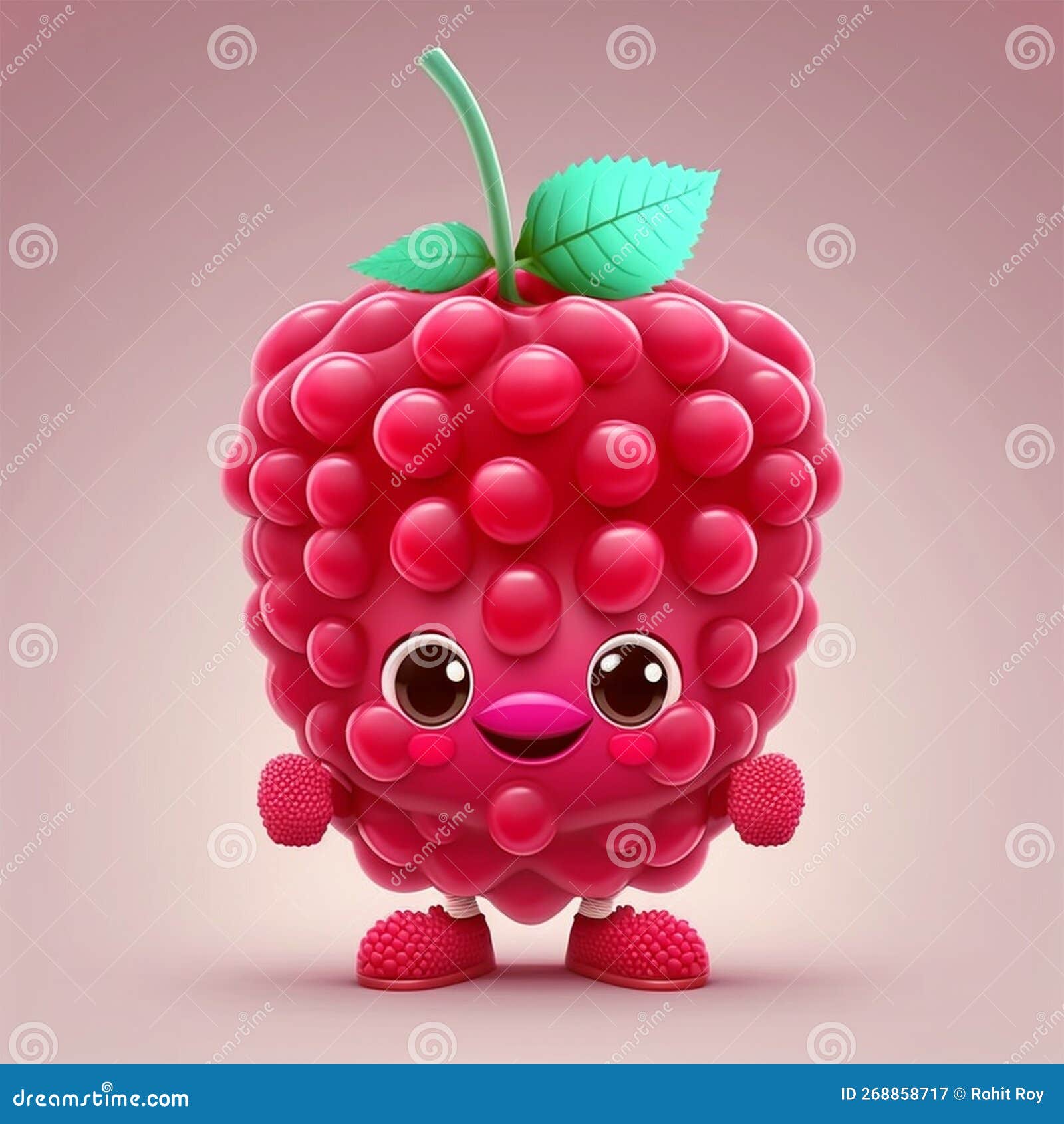 Cute Cartoon Raspberry Character Stock Illustration - Illustration of ...