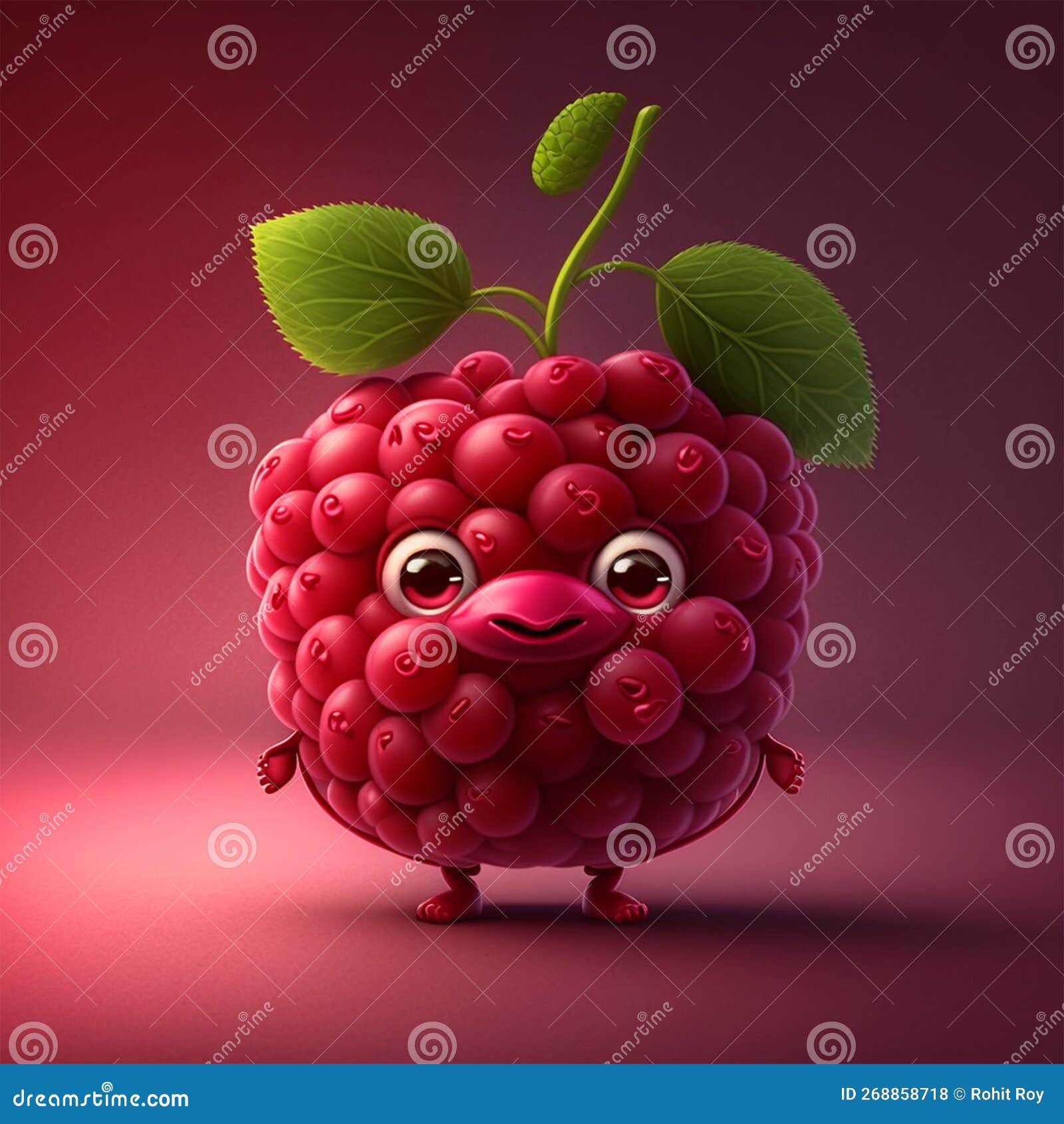 Cute Cartoon Raspberry Character Stock Illustration - Illustration of ...