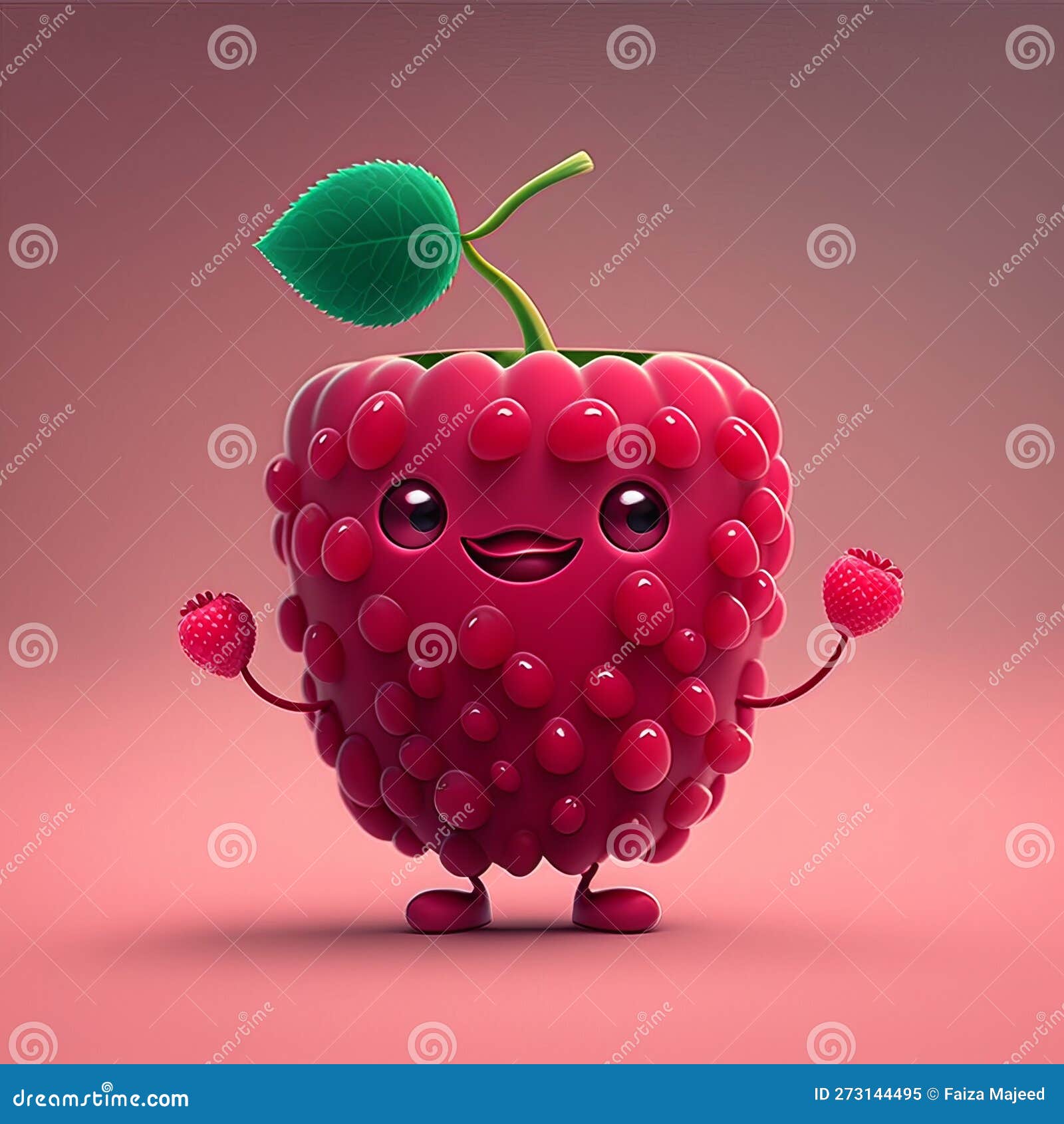 Cute Cartoon Raspberry Character, Generative AI Stock Illustration ...