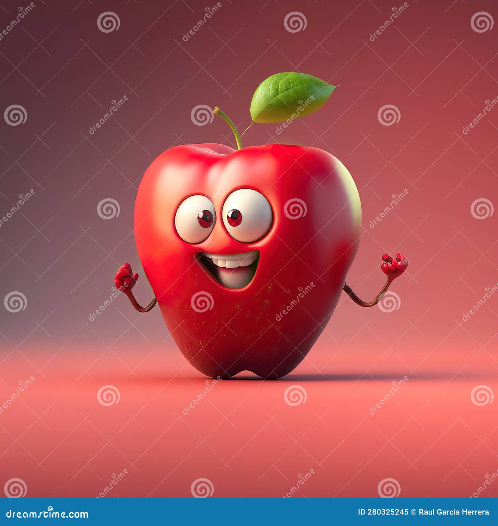 Cute Cartoon Red Apple Character. Generative Ai Stock Illustration ...