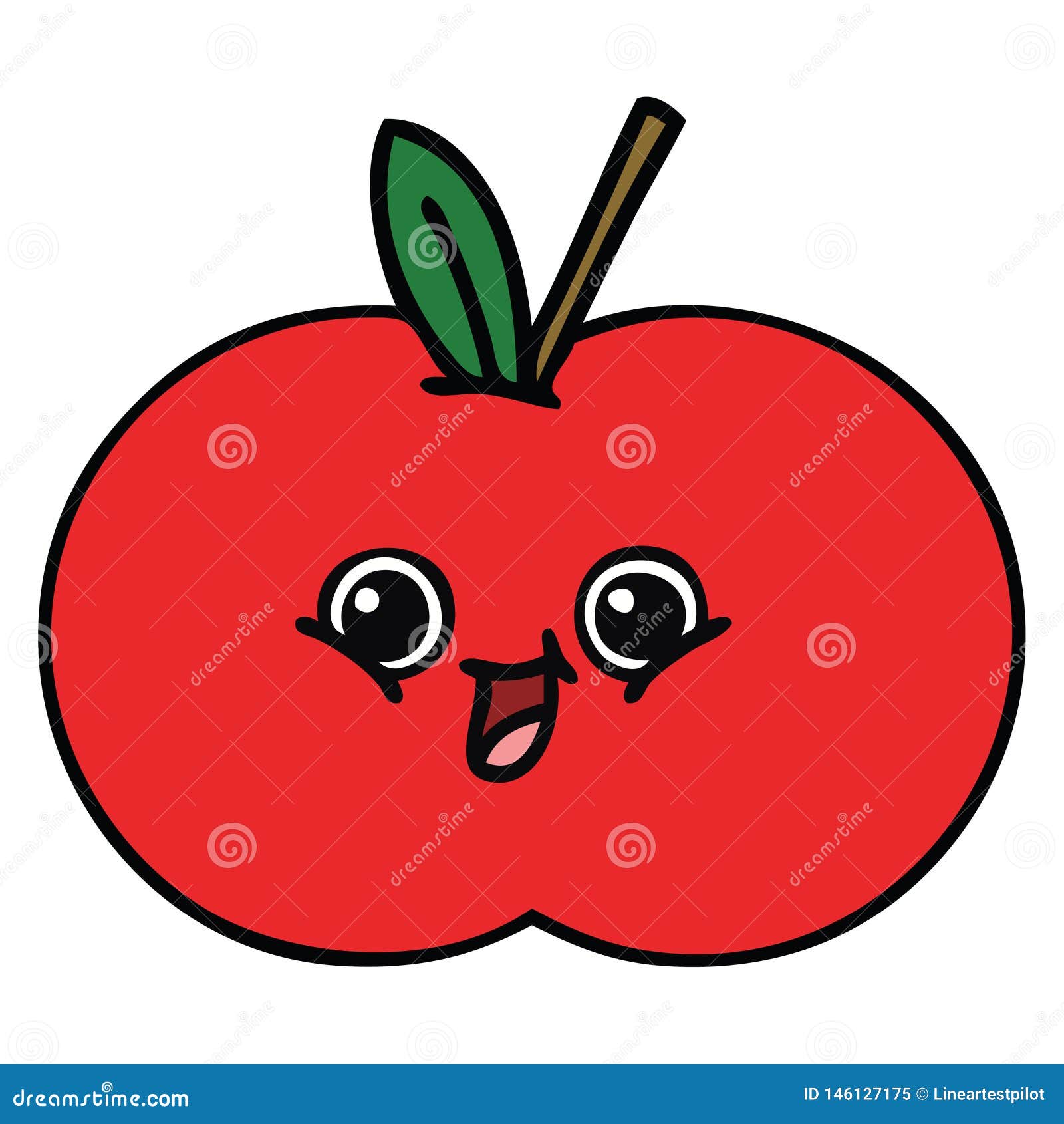 Cute Cartoon of a Red Apple Stock Vector - Illustration of retro, clip ...