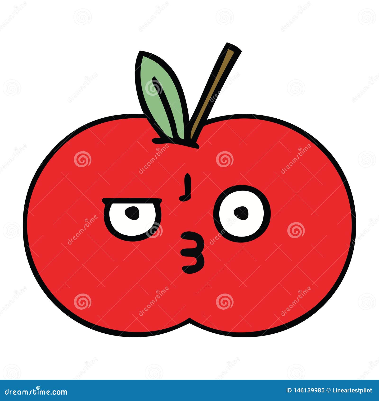 Cute Cartoon of a Red Apple Stock Vector - Illustration of fruit, cute ...