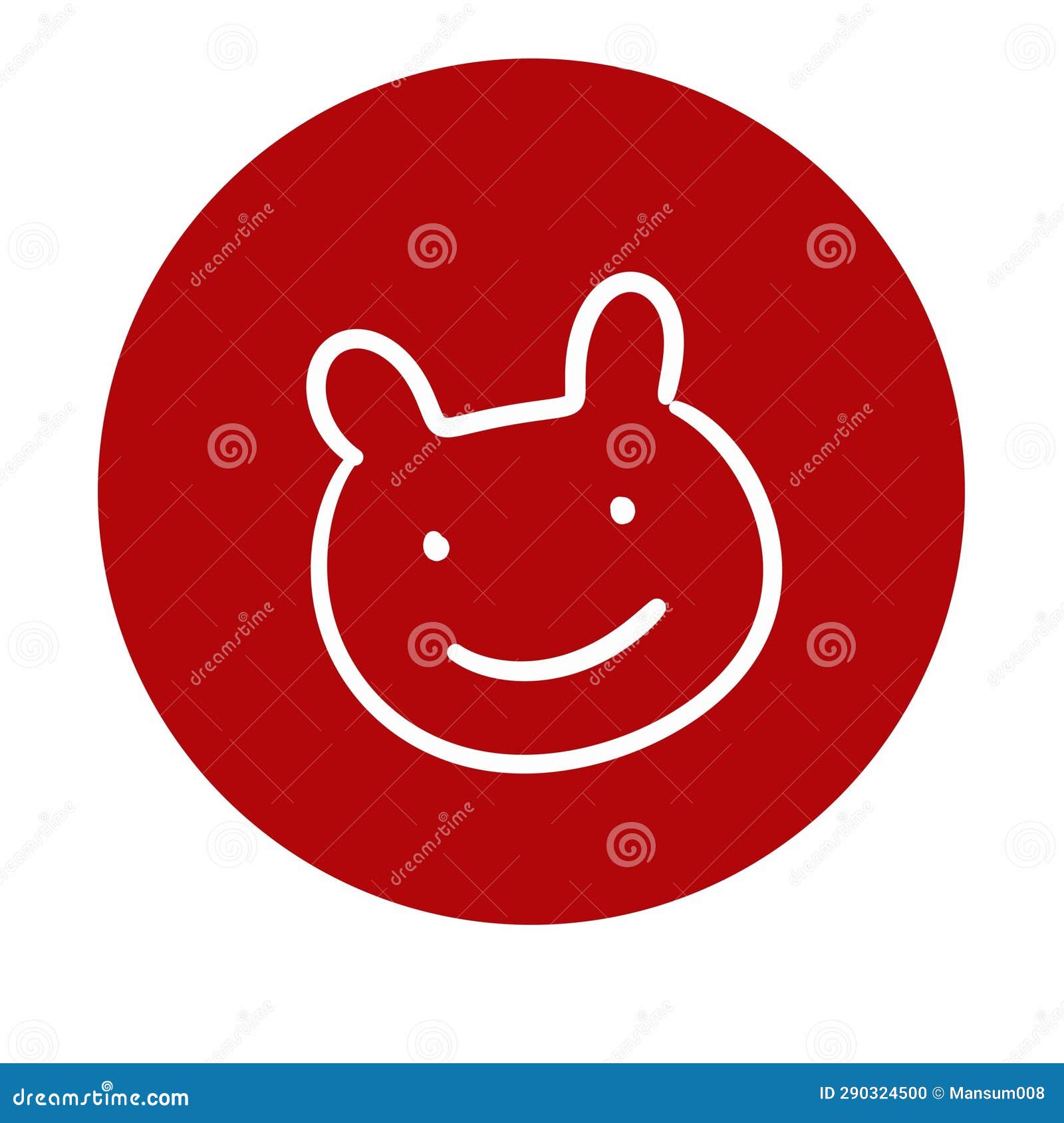 Cute Cartoon on Red Circle Shape Stock Illustration - Illustration of ...