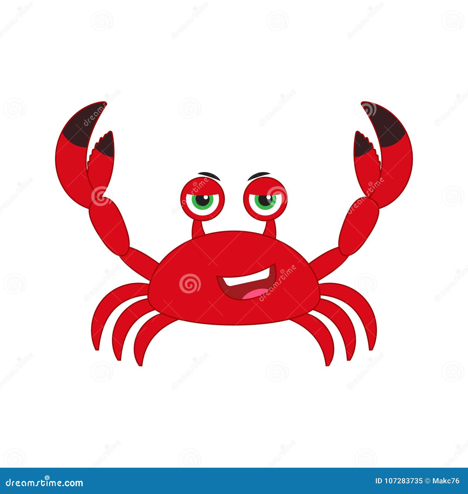 Cute Cartoon Red Crab In Flat Style Stock Vector Illustration Of Crustacean Cute 107283735