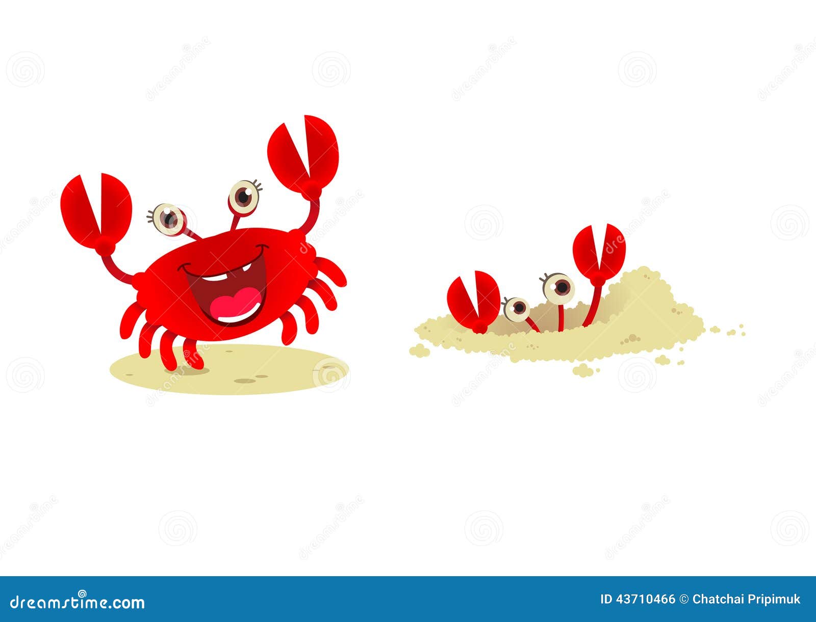 Cute cartoon red crab, stock vector. Illustration of cute - 43710466