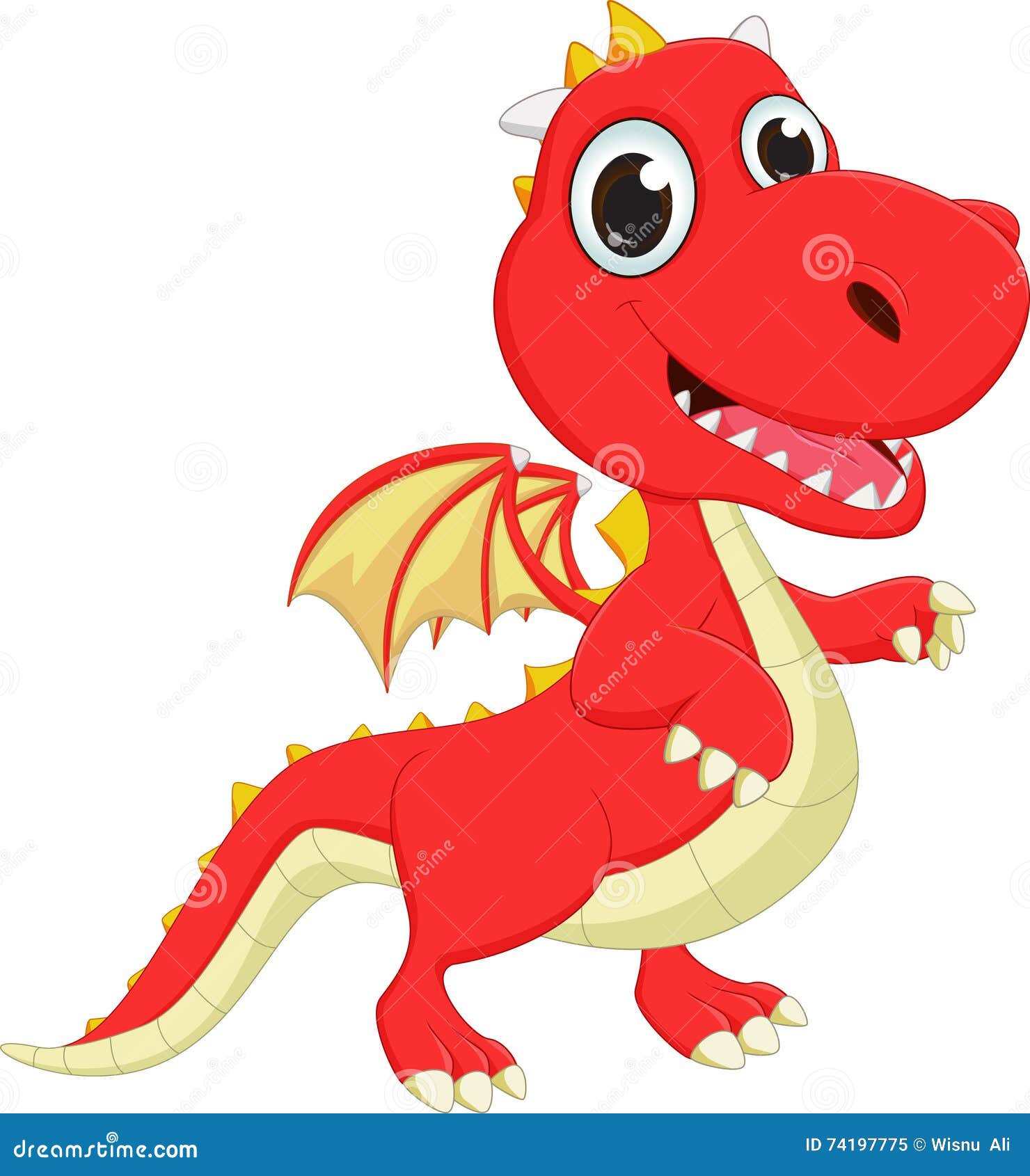 Cute Cartoon Red Dragon Posing Stock Vector - Illustration of dragon ...