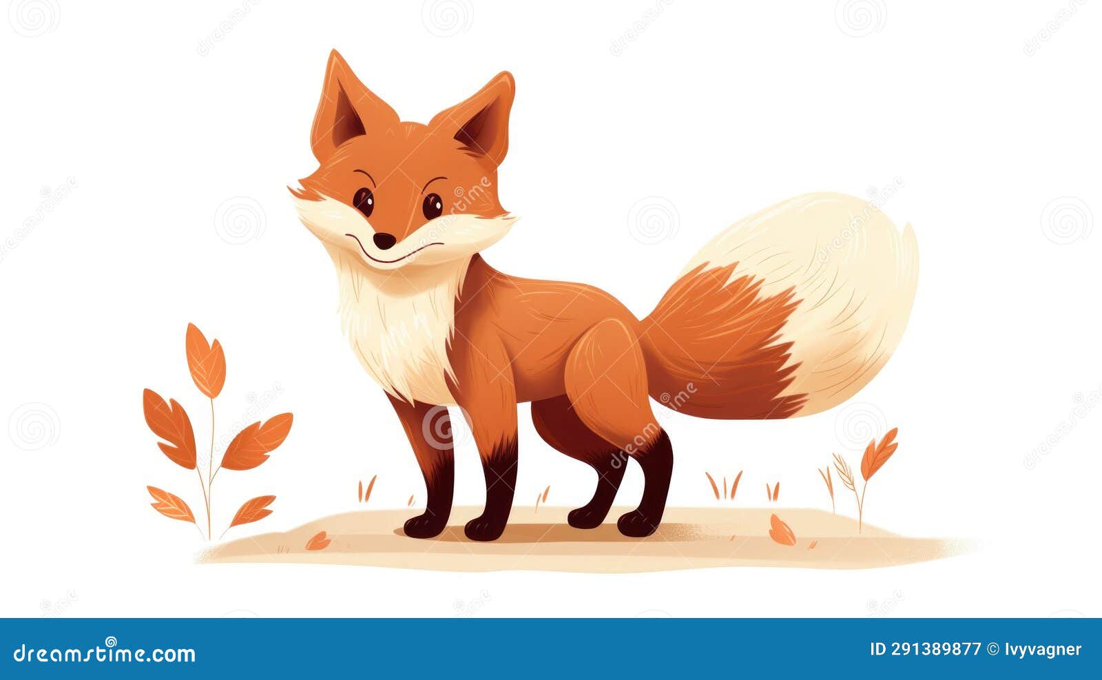 Cute Cartoon Red Fox Isolated on White Background Stock Illustration ...