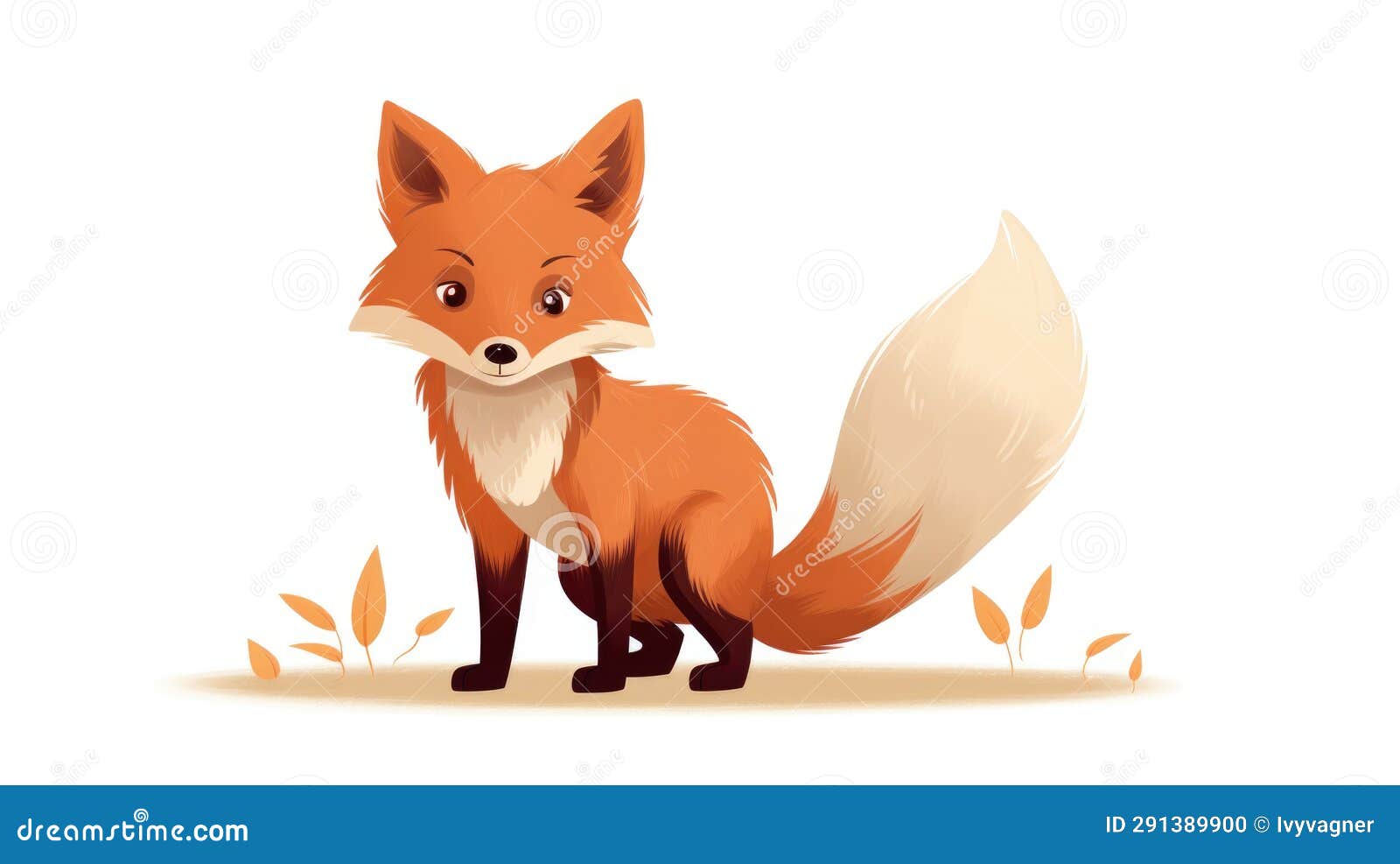 Cute Cartoon Red Fox Isolated on White Background Stock Illustration ...