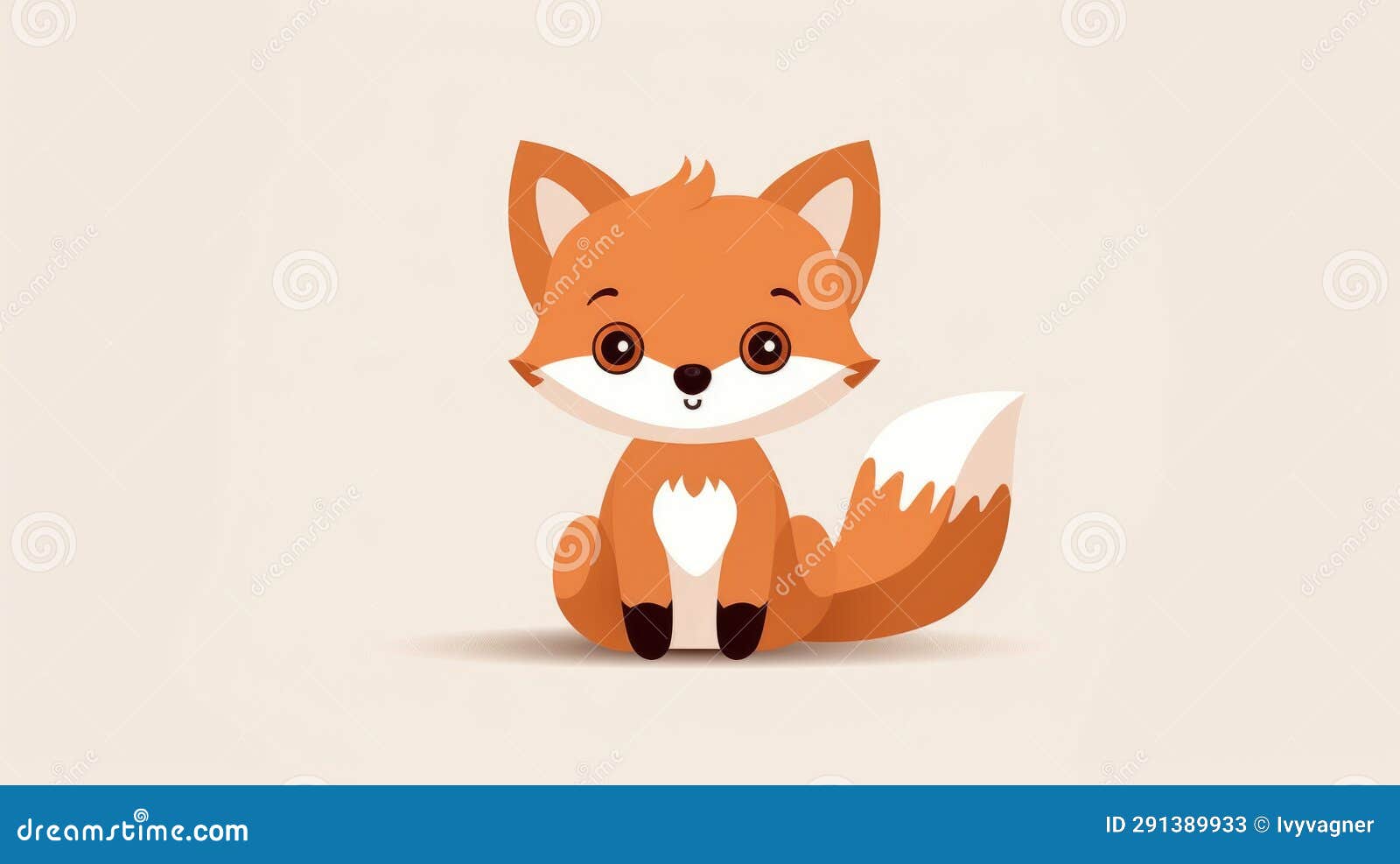 Cute Cartoon Red Fox Isolated on White Background Stock Illustration ...