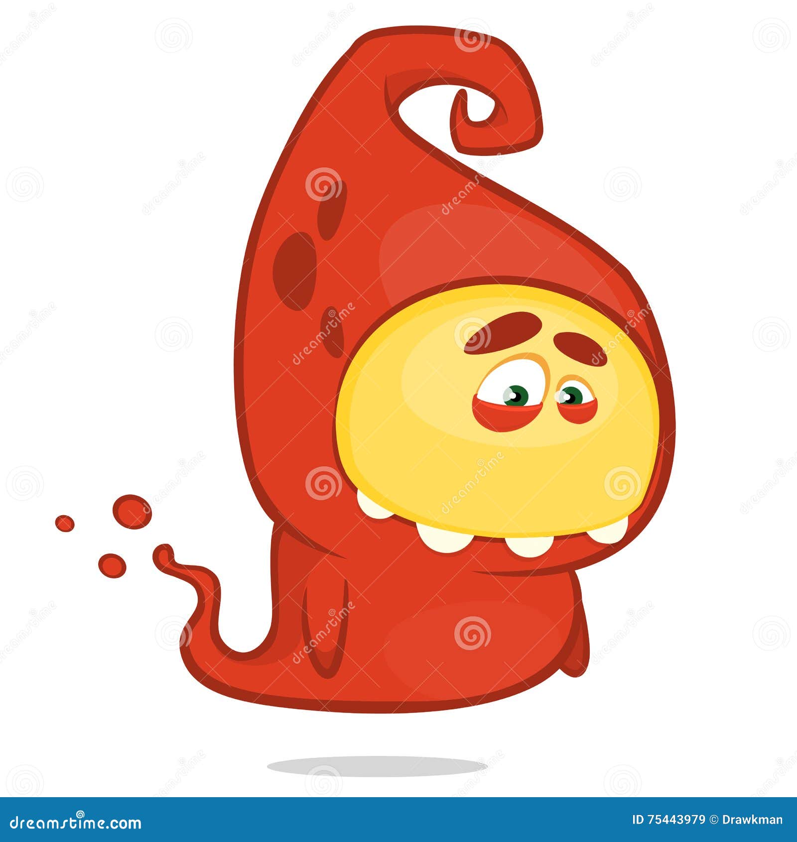 Cute Cartoon Red Ghost . Vector Halloween Monster Character Isolated ...
