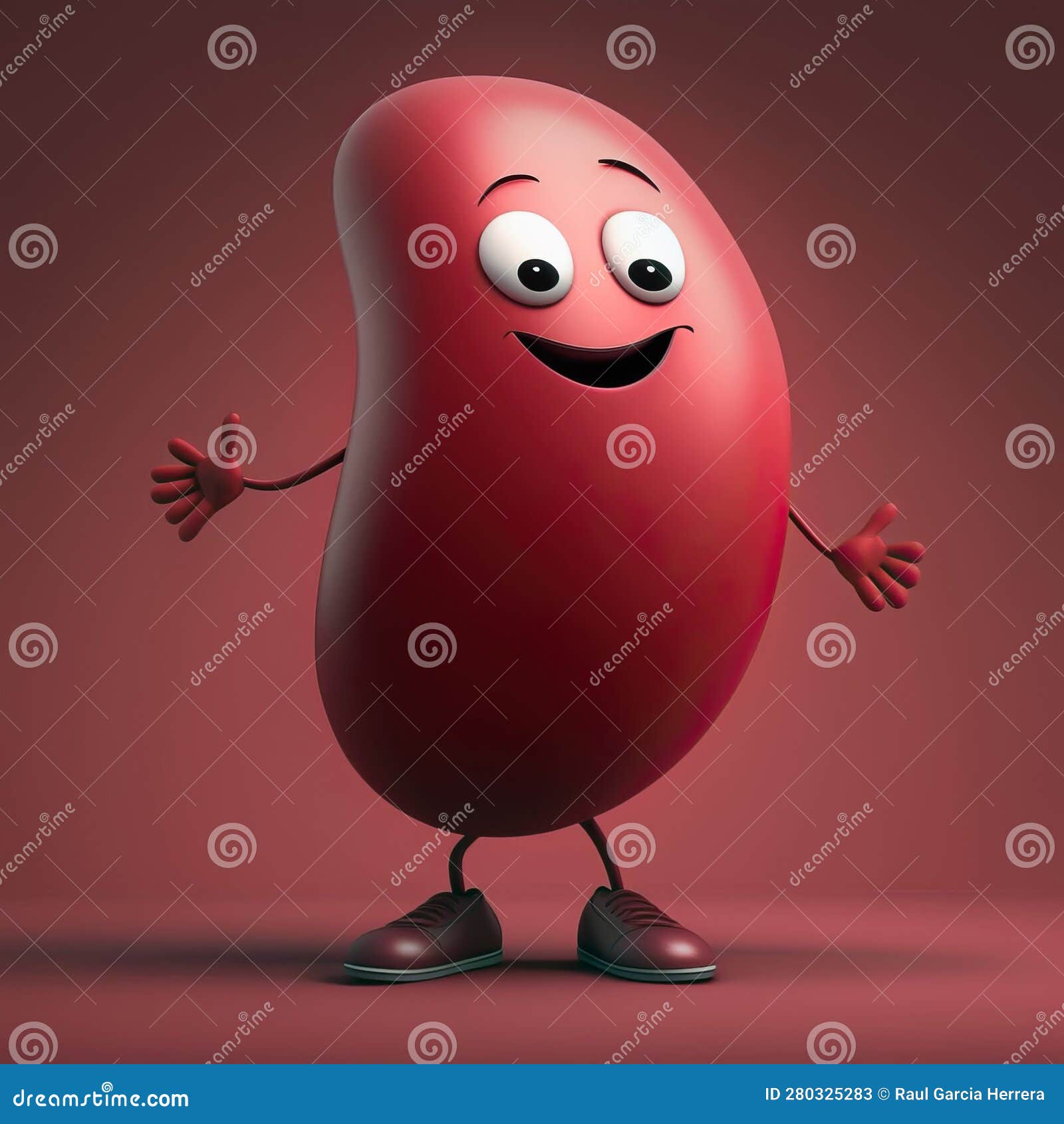 Cute Cartoon Red Kidney Bean Character. Generative Ai Stock ...