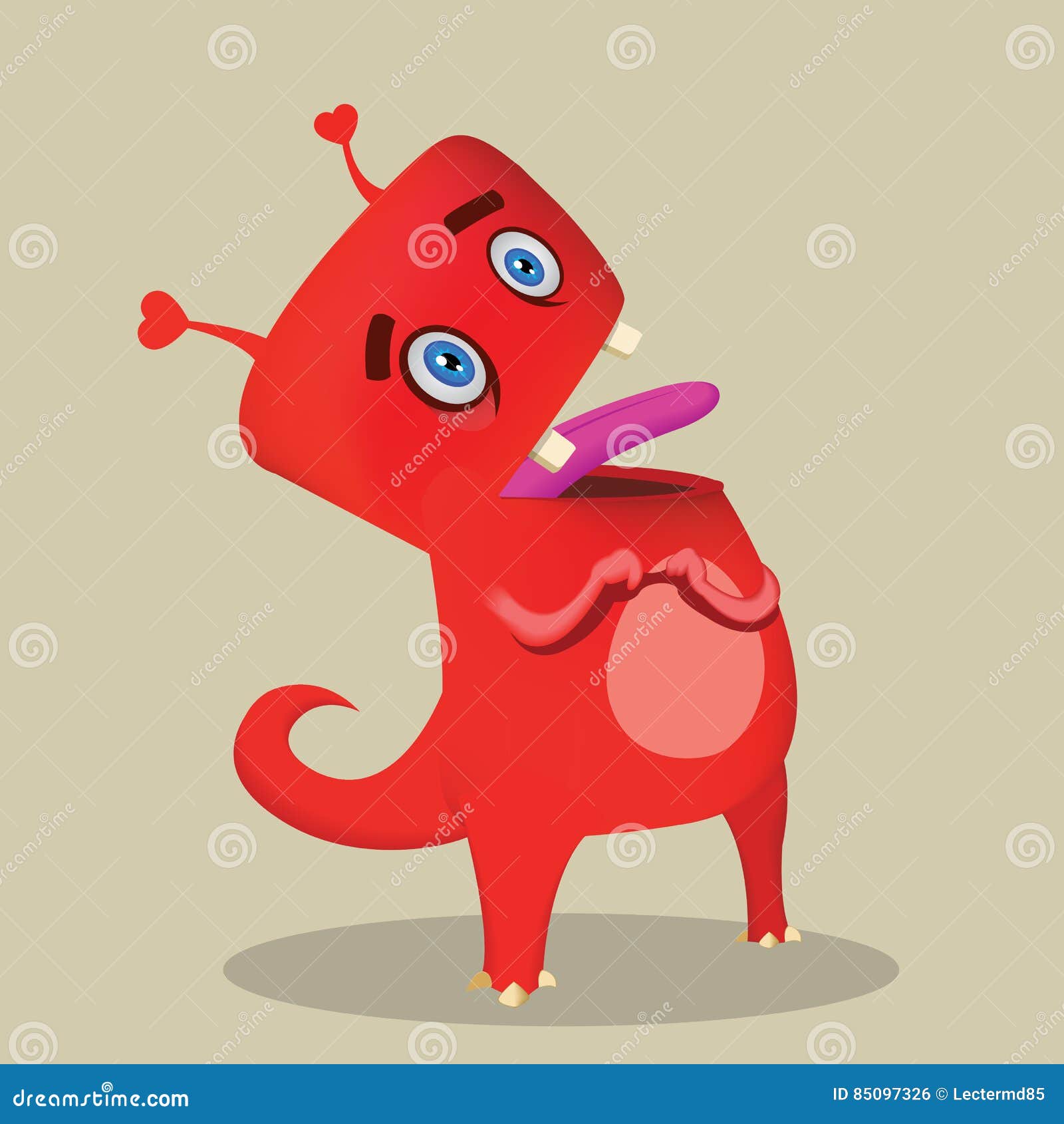 Cute Cartoon Red Monster. Vector Illustration Stock Vector ...