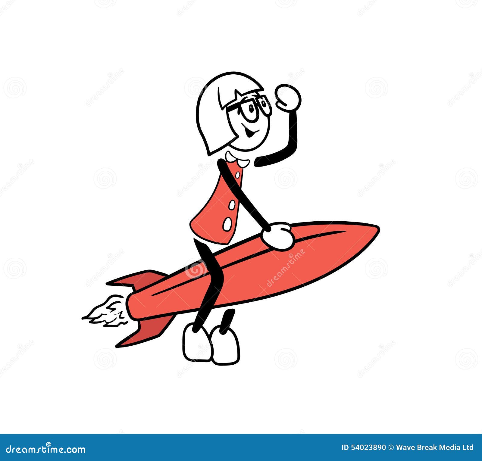 Cute Cartoon Riding a Rocket Stock Vector - Illustration of achievement ...
