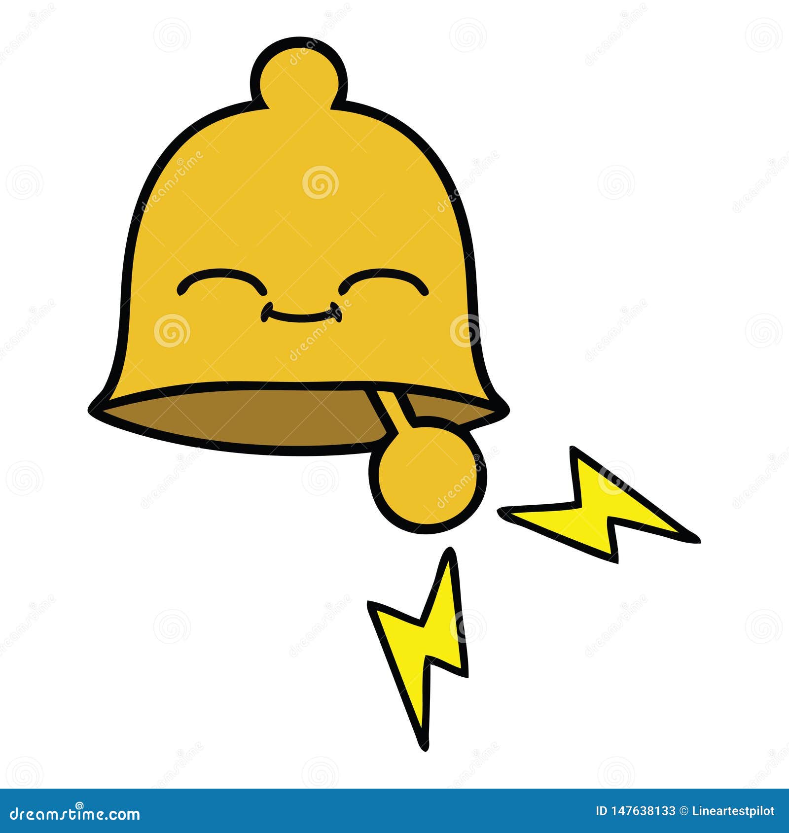 Cute cartoon ringing bell stock vector. Illustration of bell - 147638133