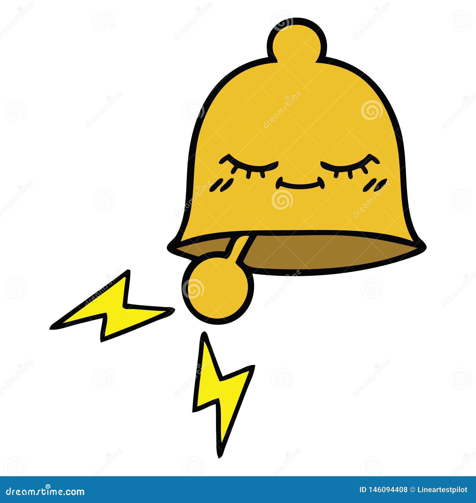 Cute Cartoon of a Ringing Bell Stock Vector - Illustration of bell ...
