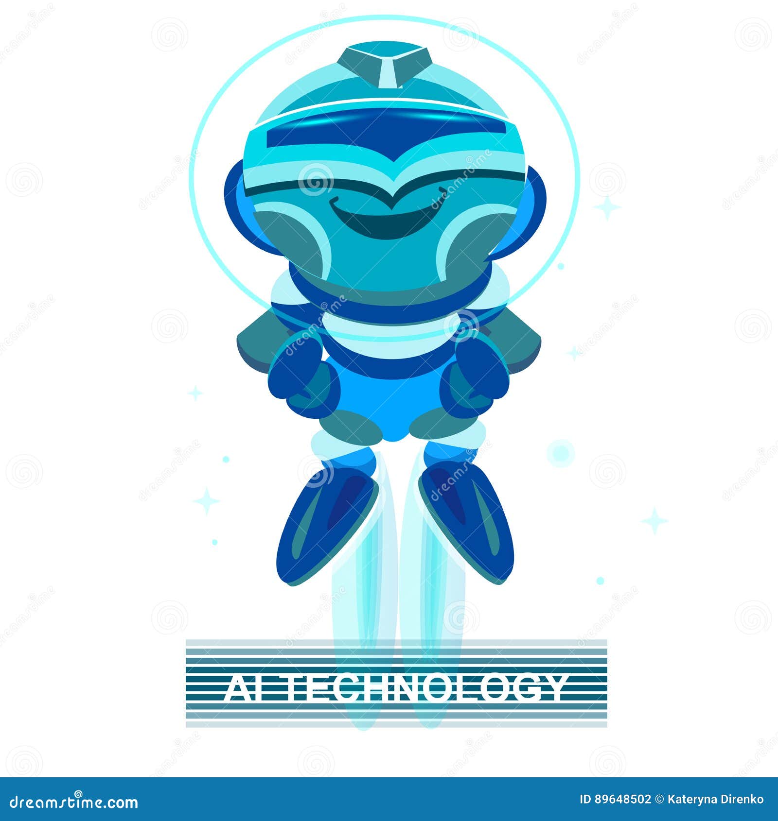 Cute Cartoon Robot. Blue Robot Stock Illustration - Illustration of ...